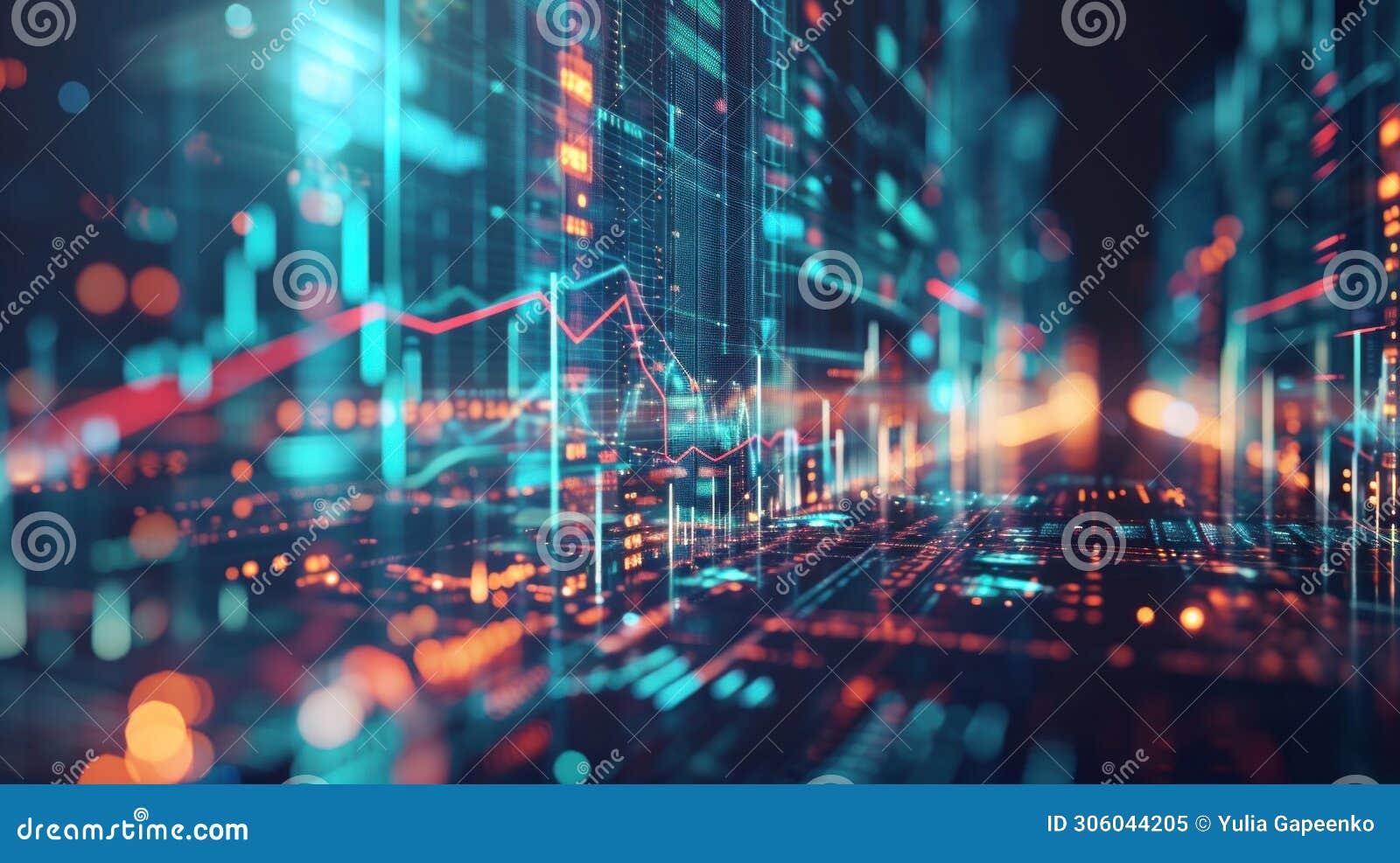 Earth Globe Background with Graph Lines and Charts in a Blue Sky ...