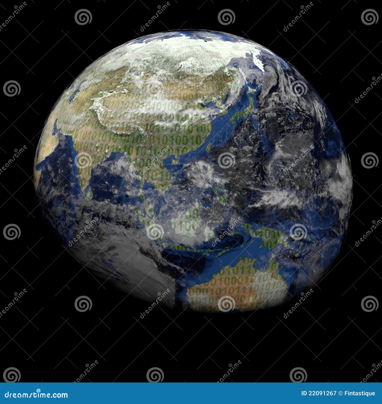 Earth Globe with Binary Text Stock Illustration - Illustration of ...