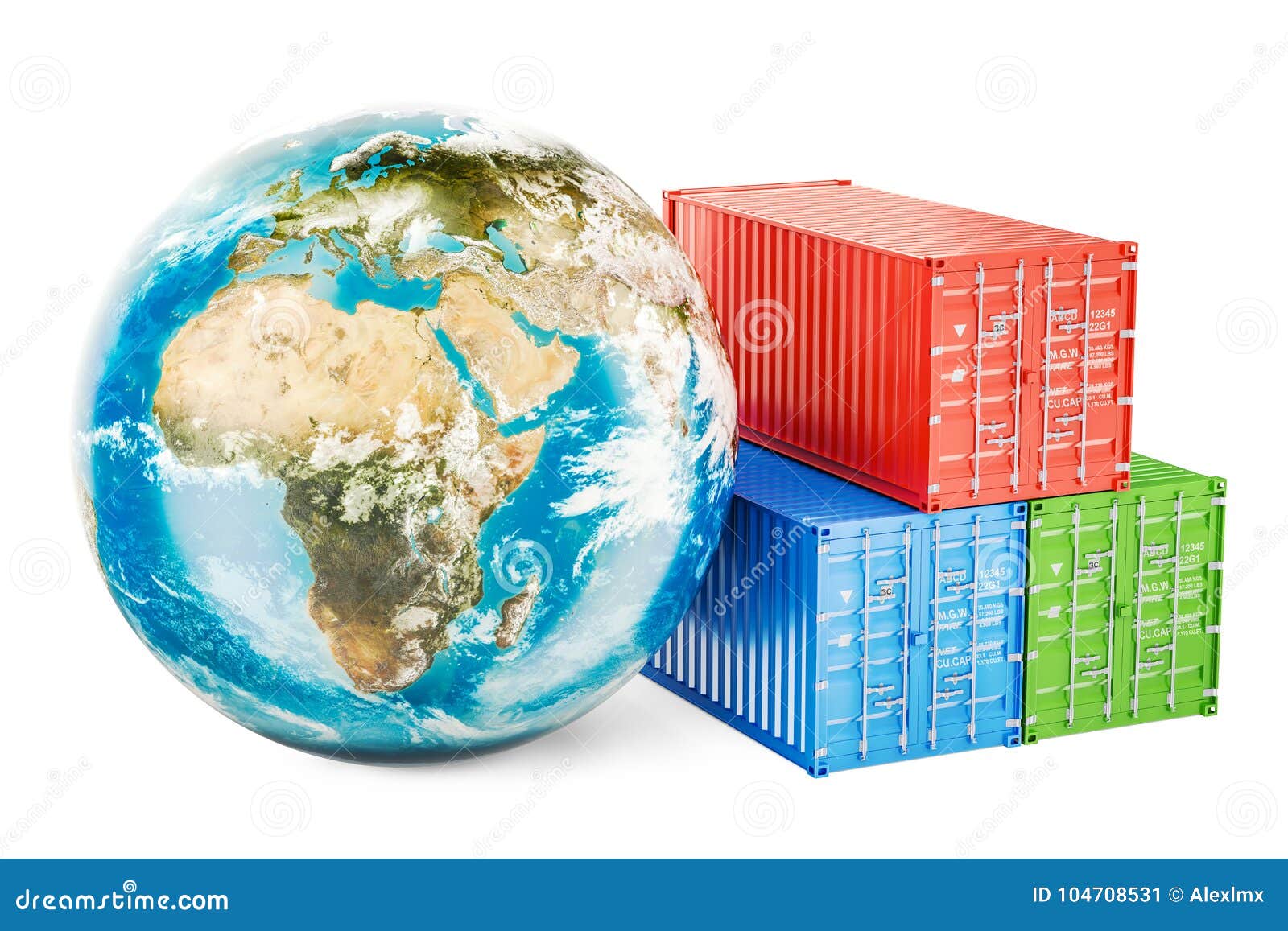 Earth Globe with Cargo Containers. Global Cargo Shipping and Del Stock ...