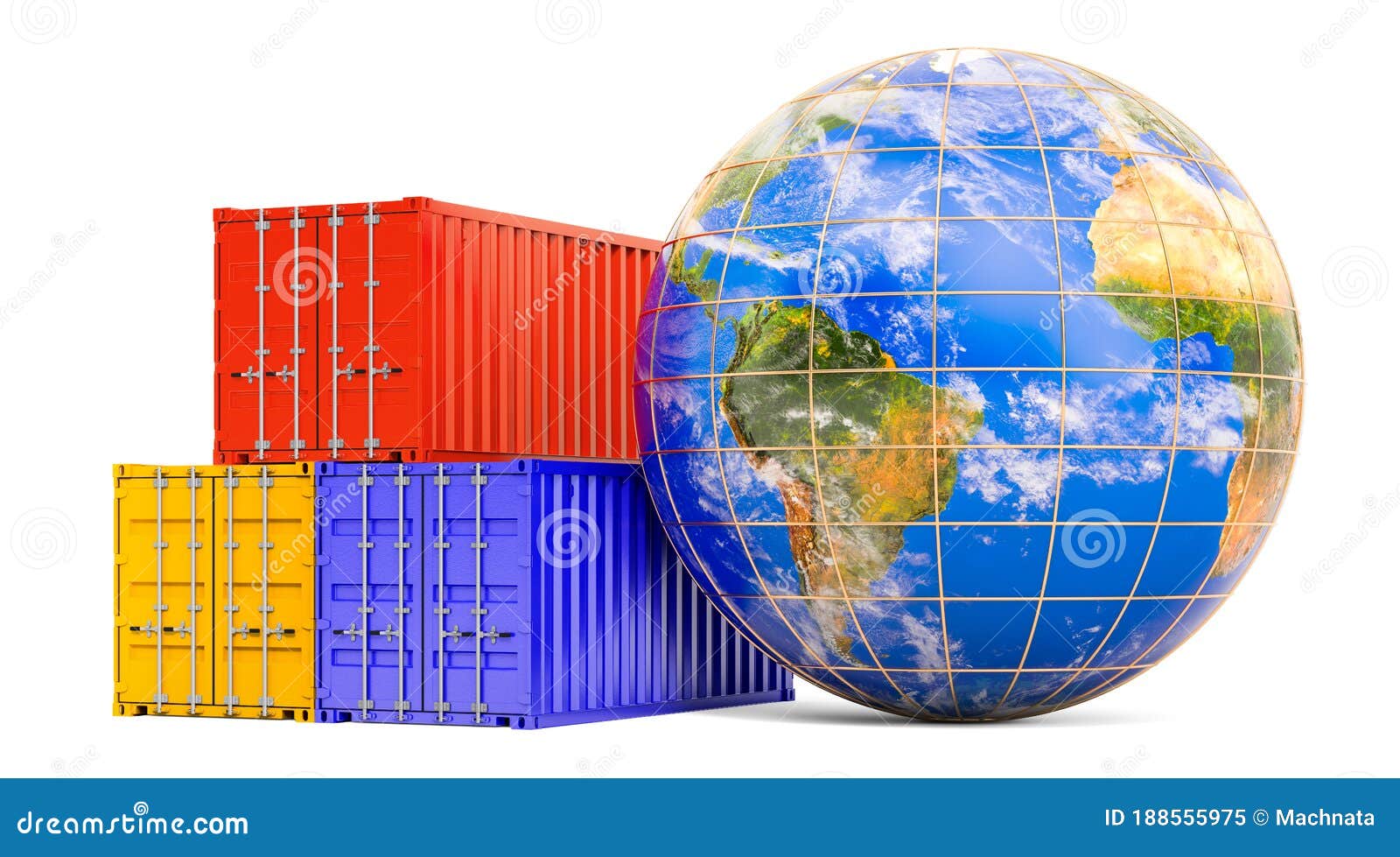 Earth Globe with Cargo Containers. Global Cargo Shipping and Delivery ...