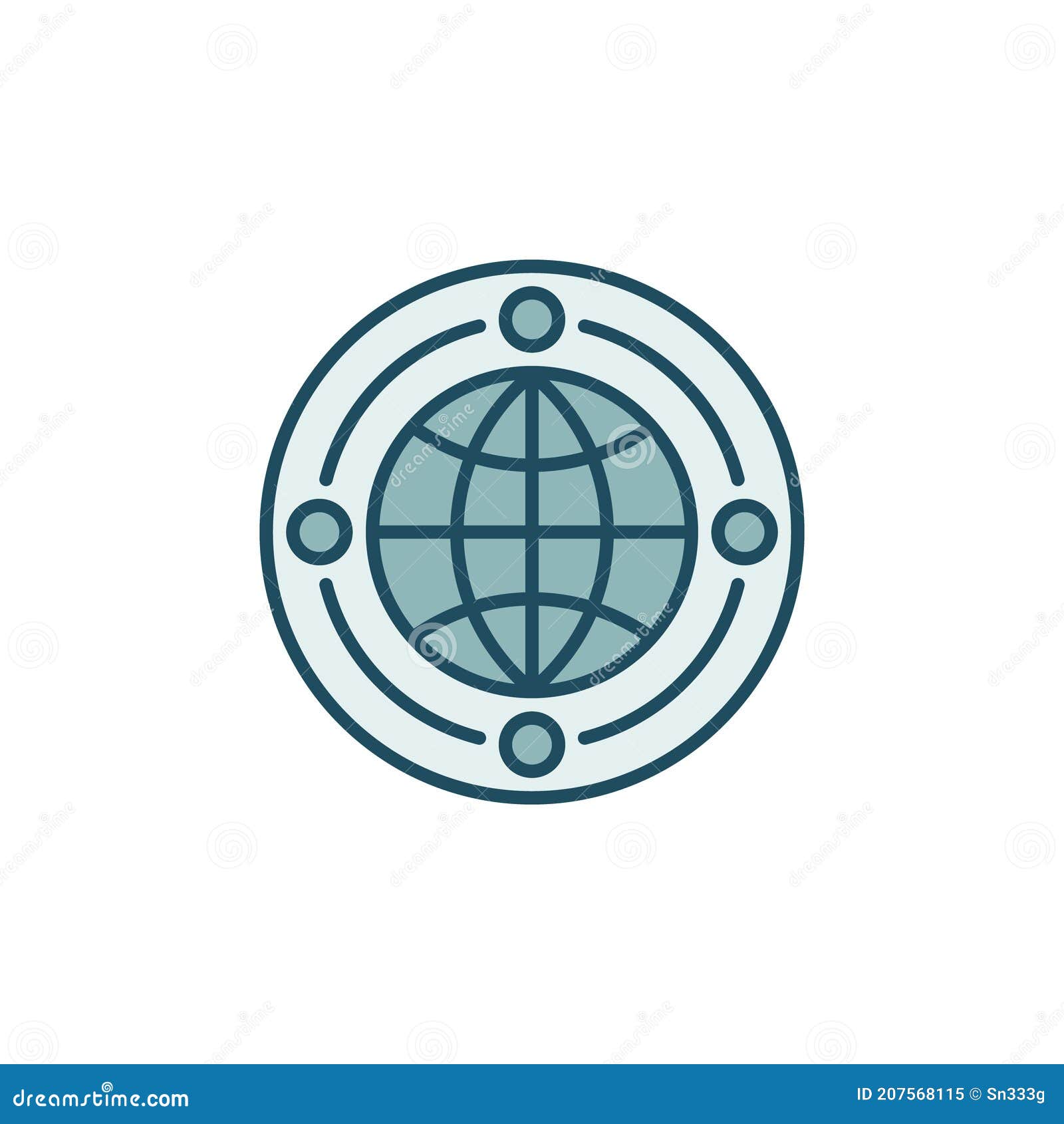 Earth Globe with Circles Vector Concept Colored Icon Stock Illustration ...
