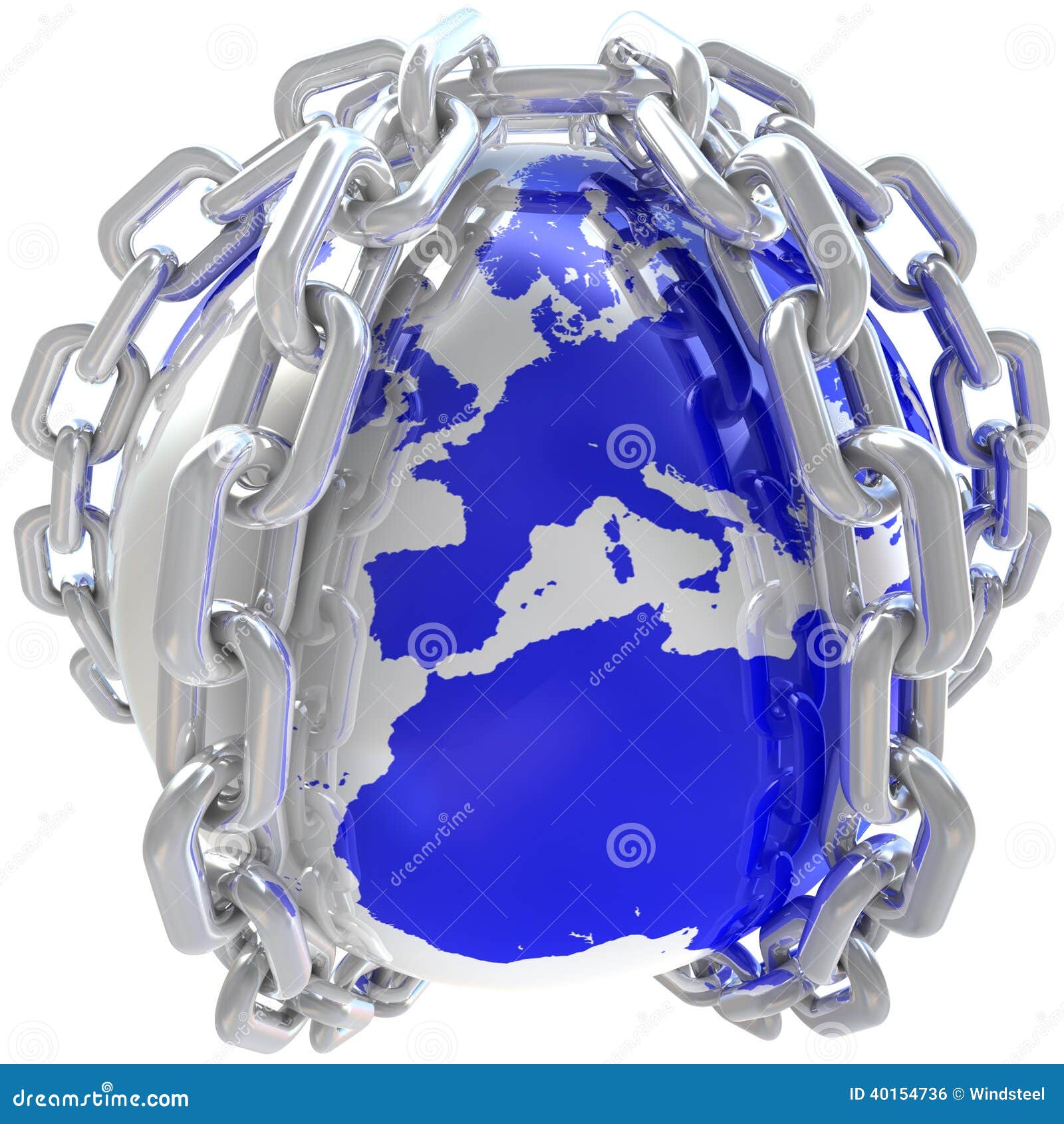 Earth globe close in chain stock illustration. Illustration of ...