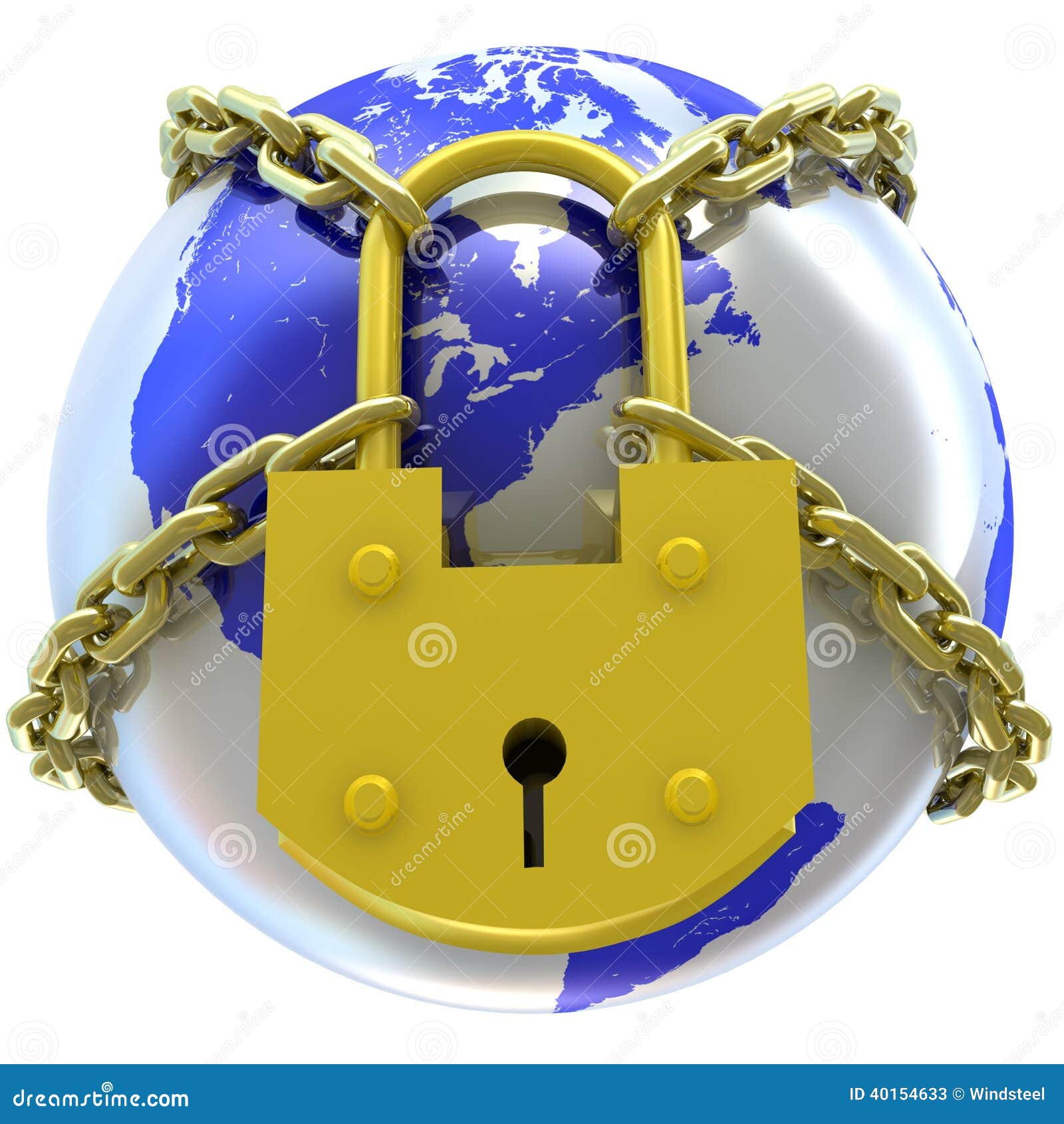 Earth Globe Close in Chain and Padlock Stock Illustration ...