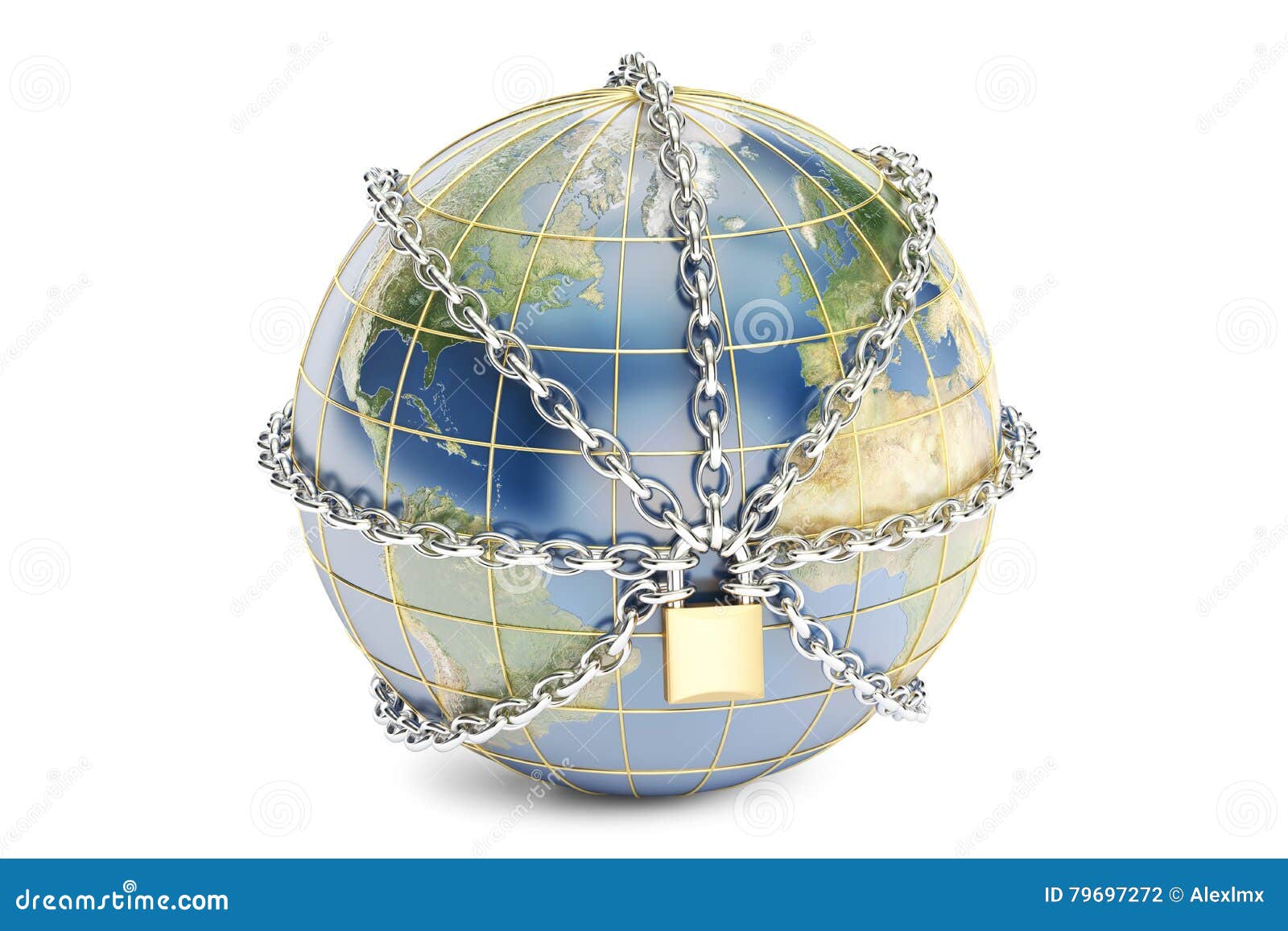 Earth Padlock Protect Concept 3d Rendering Isolated Stock Illustrations ...