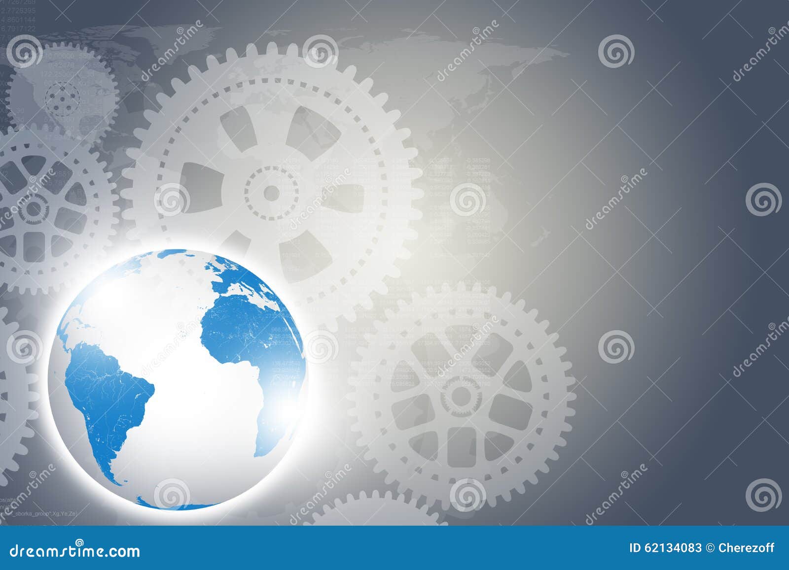 Earth globe with cogs stock illustration. Illustration of world - 62134083