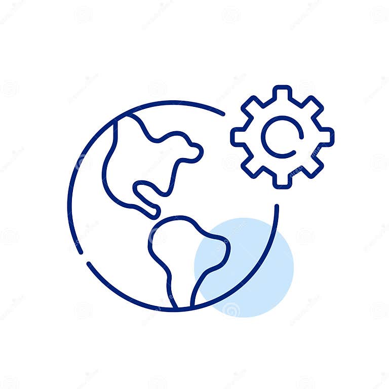 Earth Globe and Cogwheel. Global Technology Integration and Innovation ...
