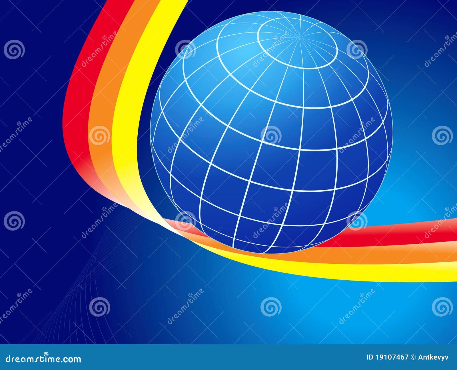 Earth Globe and Colored Curves Stock Illustration - Illustration of ...