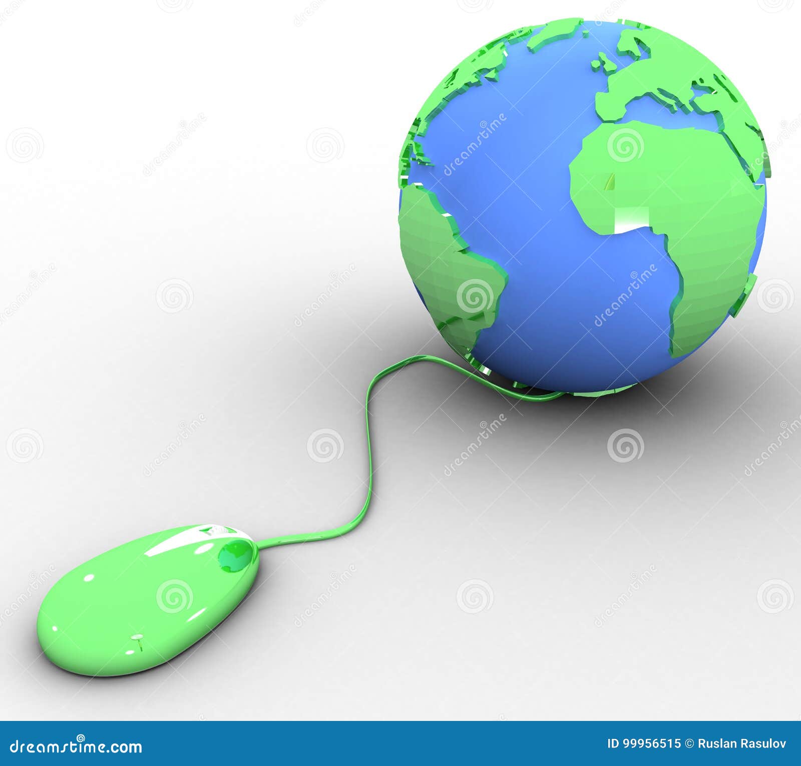 Earth Globe Connected with Computer Mouse Stock Illustration ...