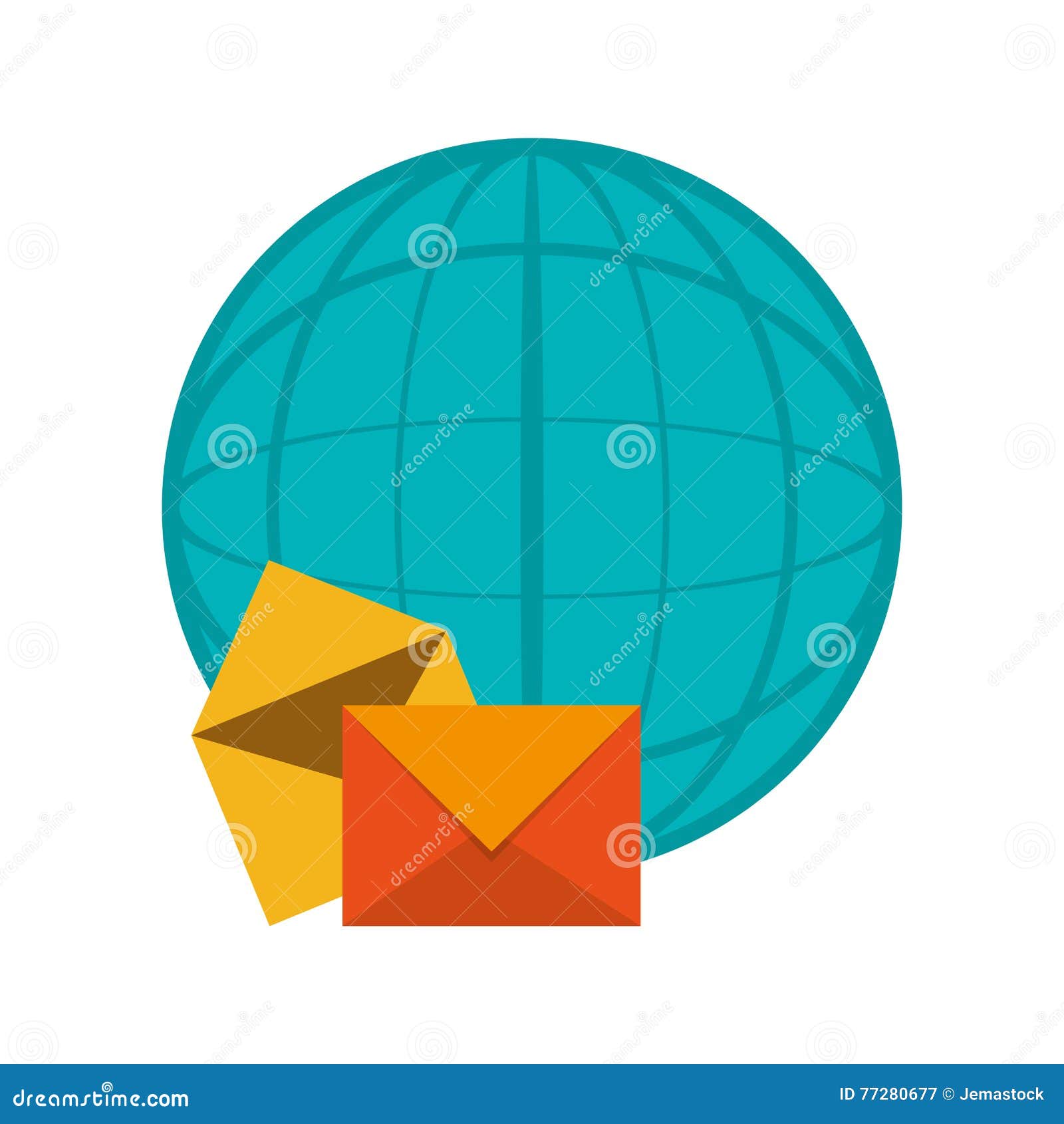 Earth Globe Diagram and Envelope Icon Stock Vector - Illustration of ...