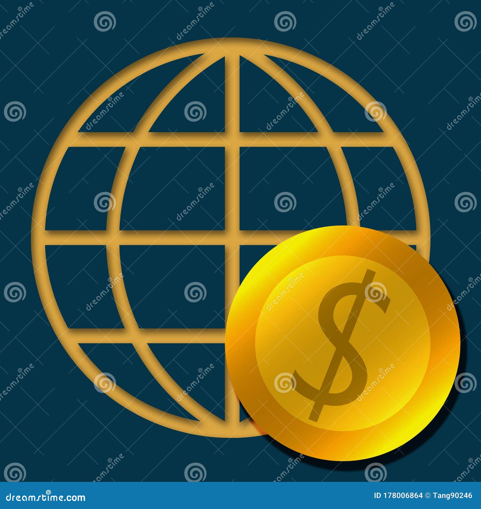 Earth Globe with Dollar Symbol Icon Stock Illustration - Illustration ...