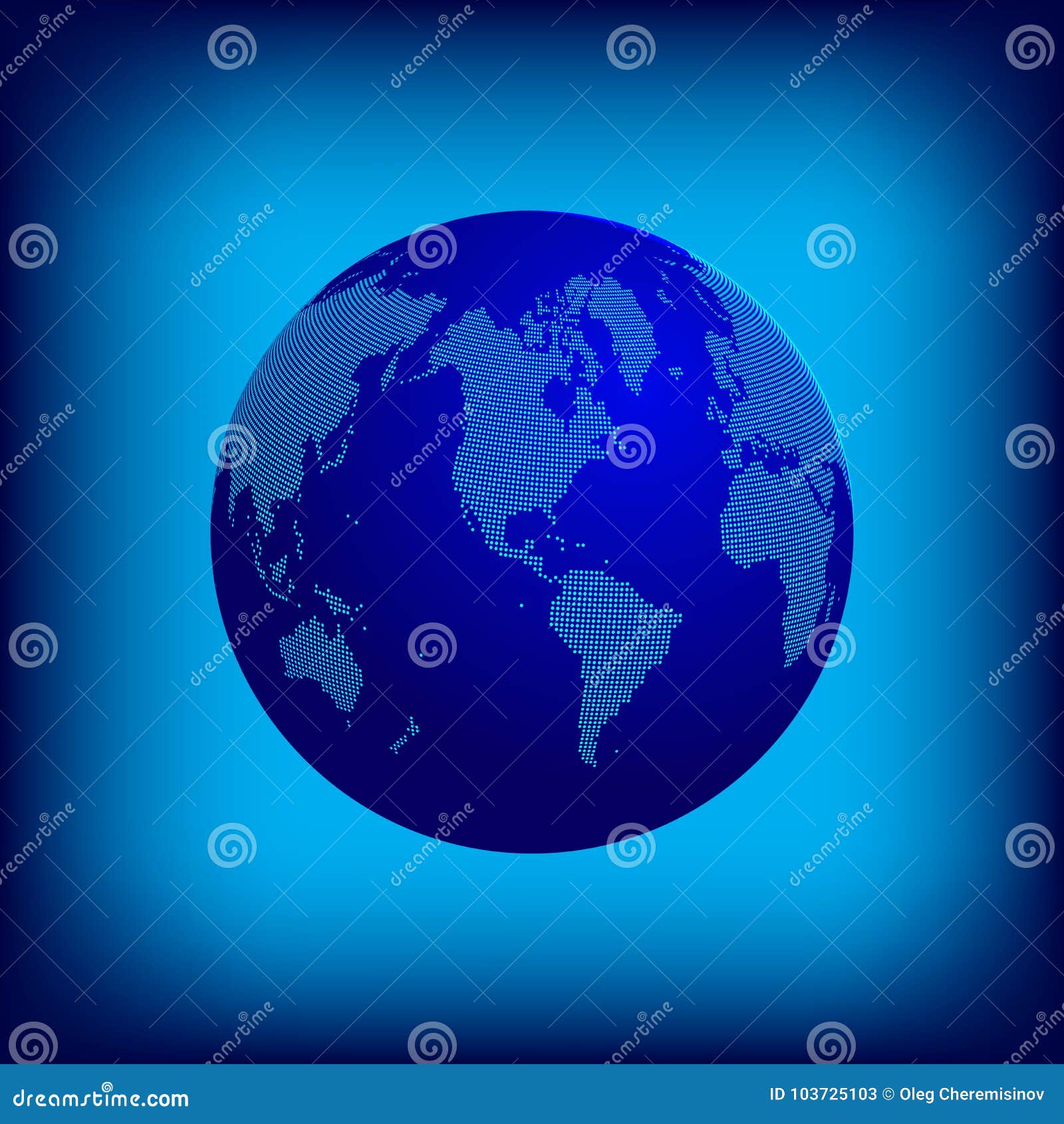Earth Globe with Dotted Continents on Blue Space Background. Vector ...