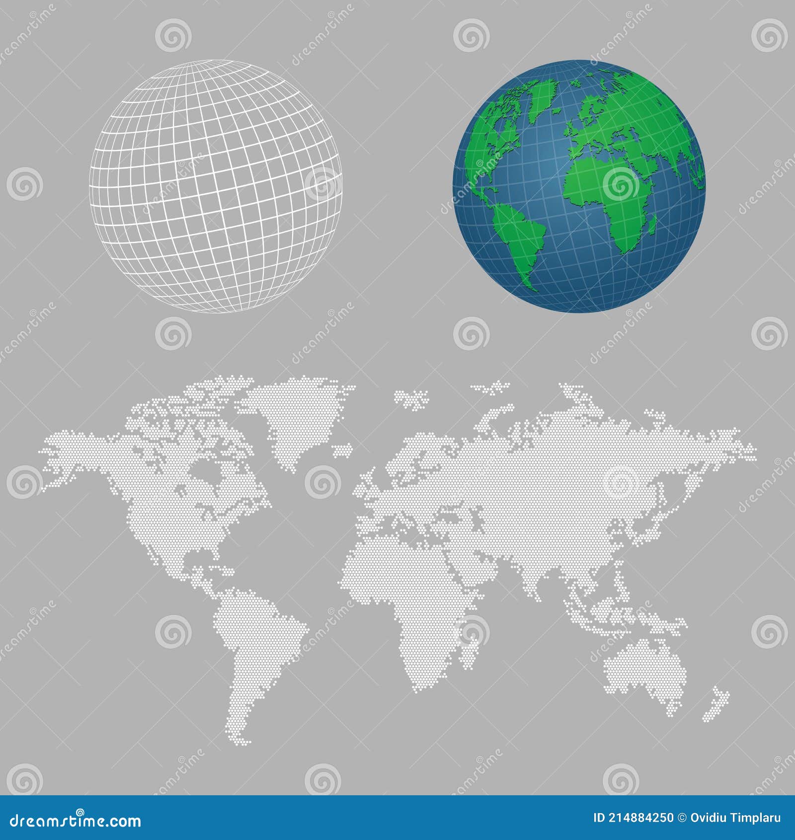 Earth Globe and Dotted Map Vector Illustration Isolated Stock Vector ...
