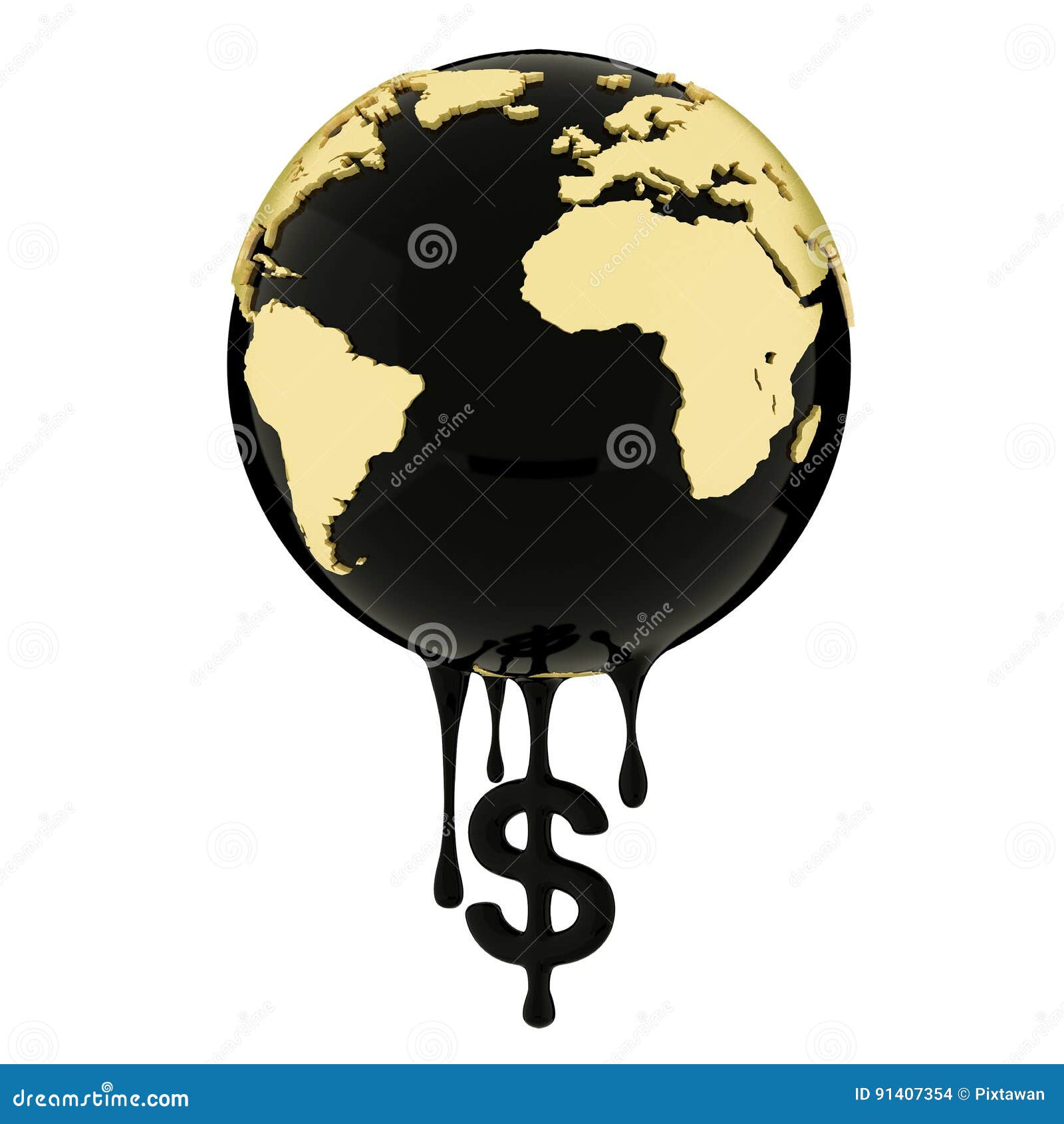 Earth Globe Dripping Dollar Sign Oil or Diesel Stock Illustration ...