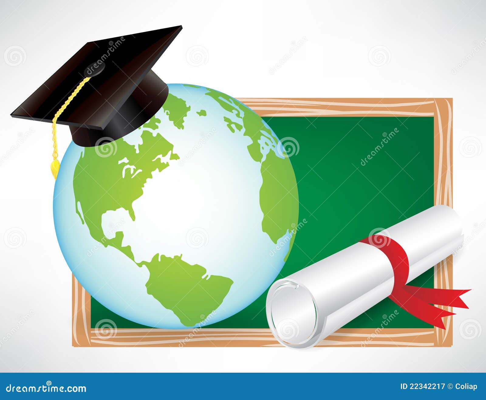 Earth Globe Education Diploma and Cap Stock Vector - Illustration of ...