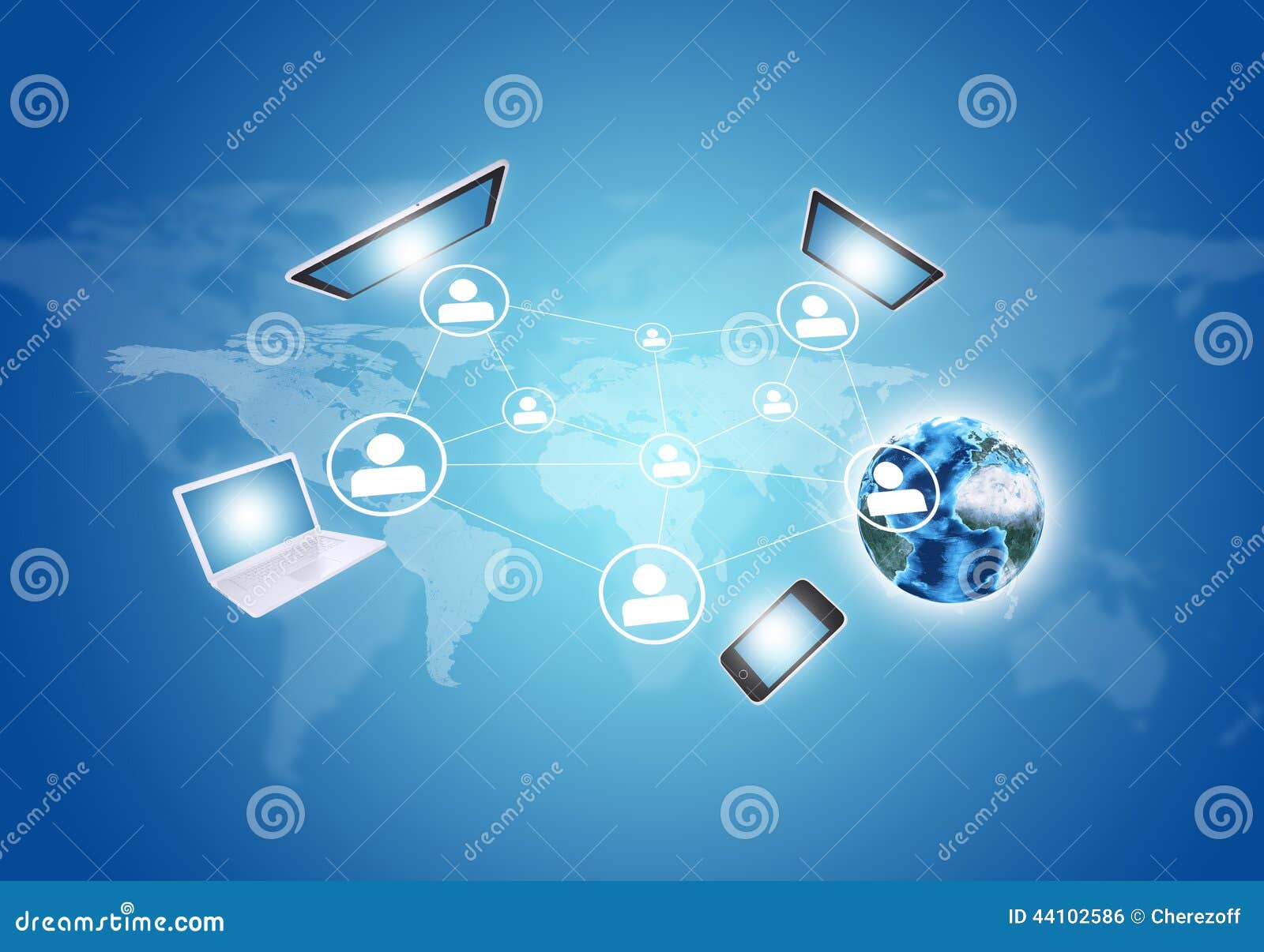 Earth Globe and Electronics. Concept of Stock Illustration ...