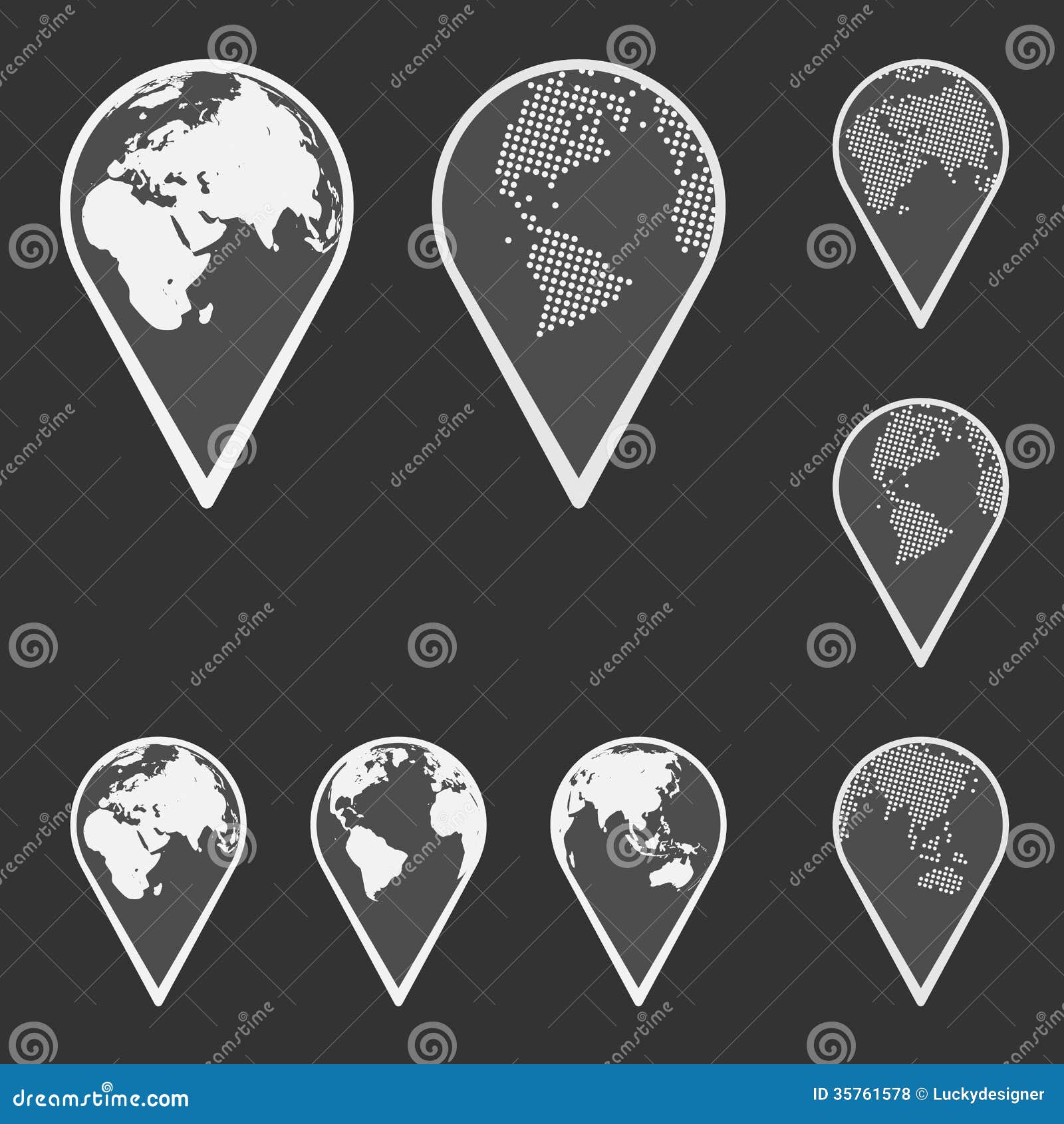 Earth Globe Emblem. Map Pointer Set Stock Vector - Illustration of ...