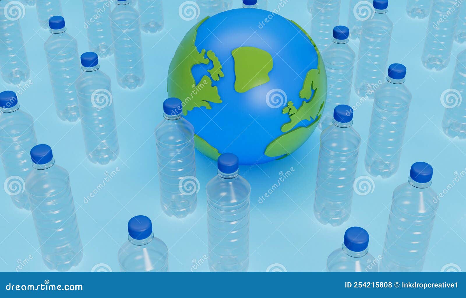 Earth Globe with Empty Plastic Bottles. Global Plastic Pollution ...