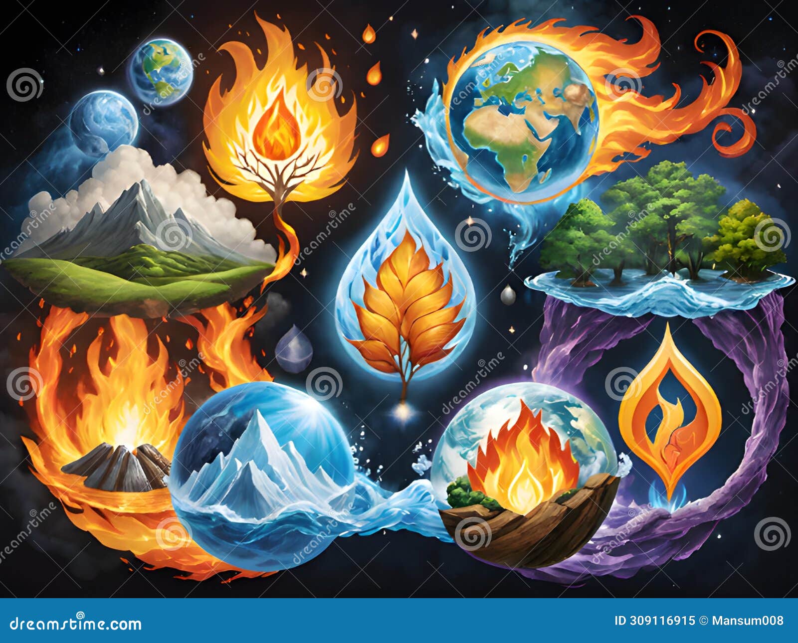 Earth globe with fire stock illustration. Illustration of energy ...