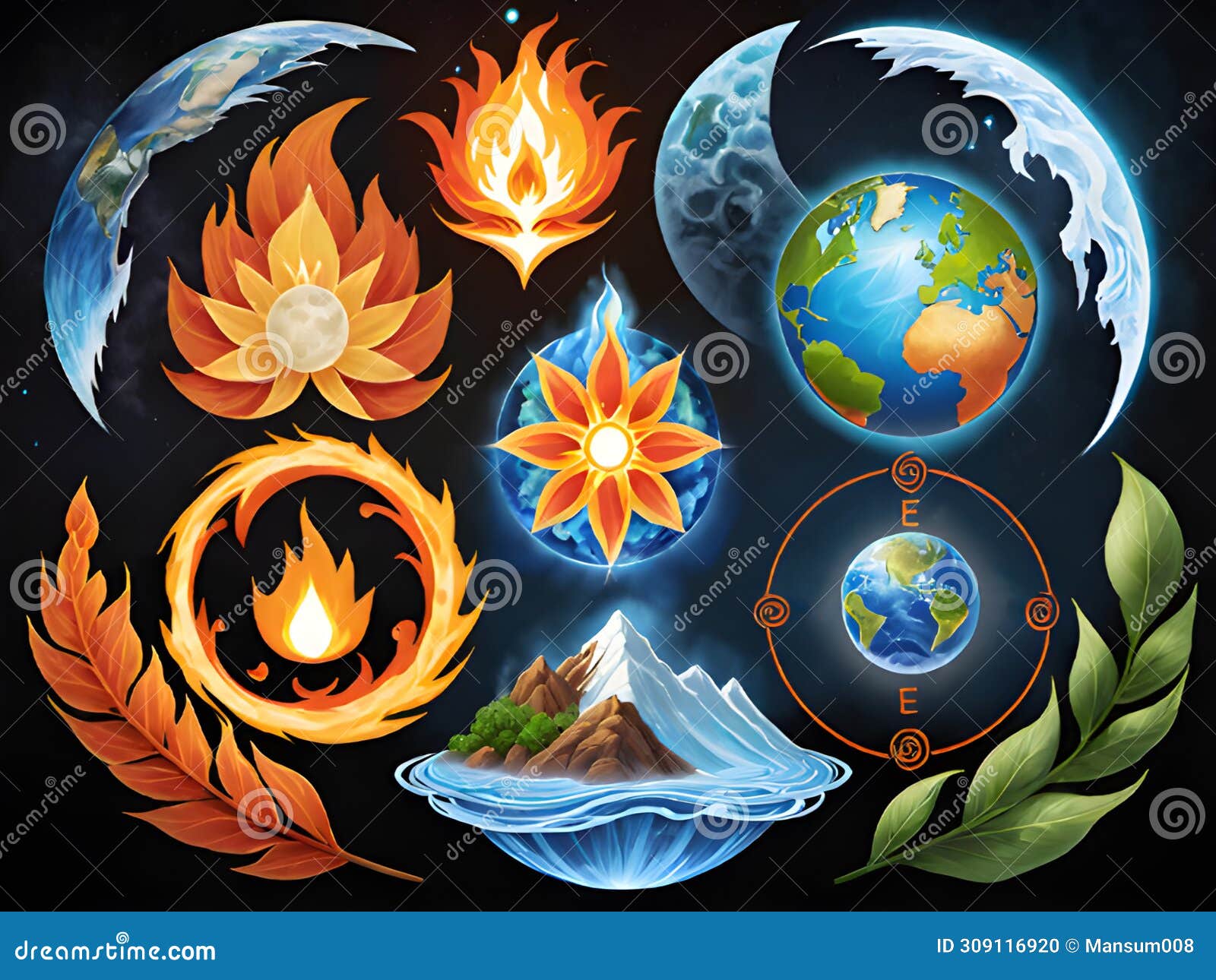 Earth globe with fire stock illustration. Illustration of blue - 309116920