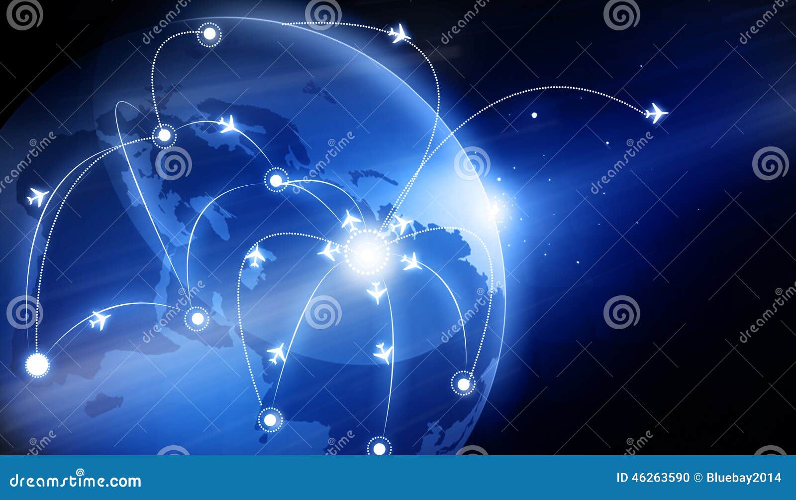 Earth Globe with Flight Paths Stock Illustration - Illustration of ...