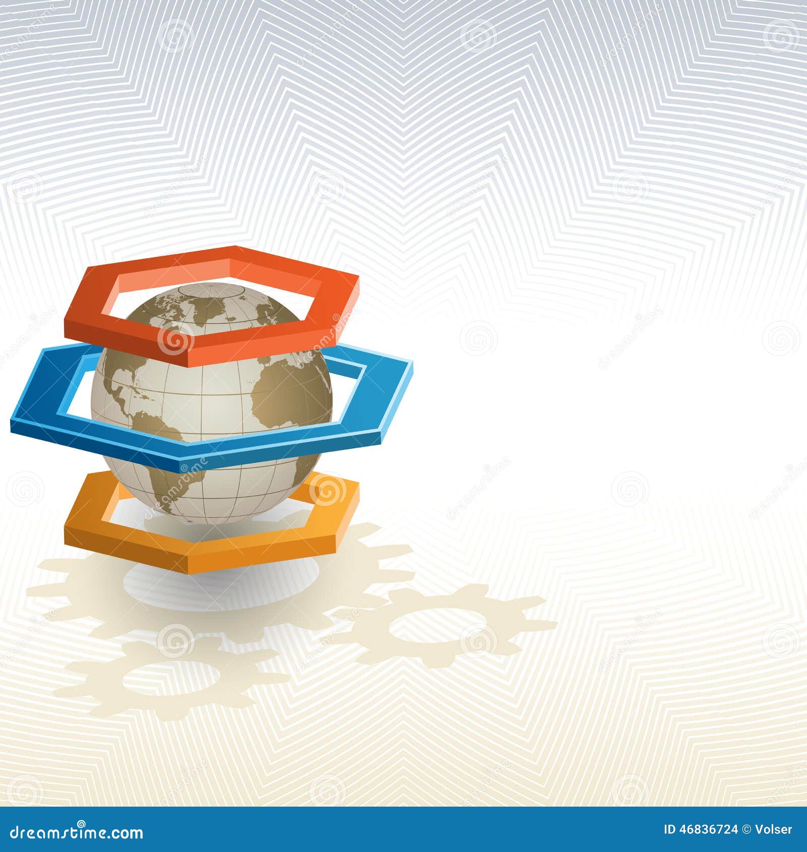 Earth Globe Framed by Three Dimensions Hexagons Stock Illustration ...