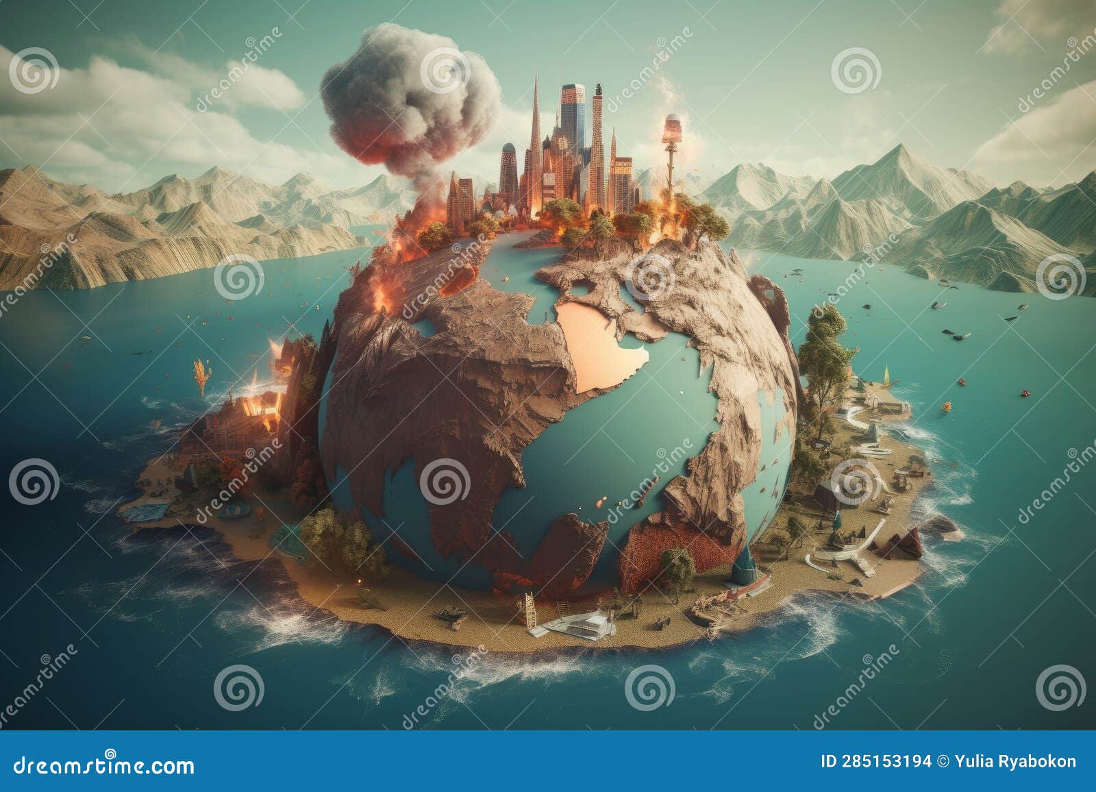 Earth globe. Generate Ai stock illustration. Illustration of dawn ...