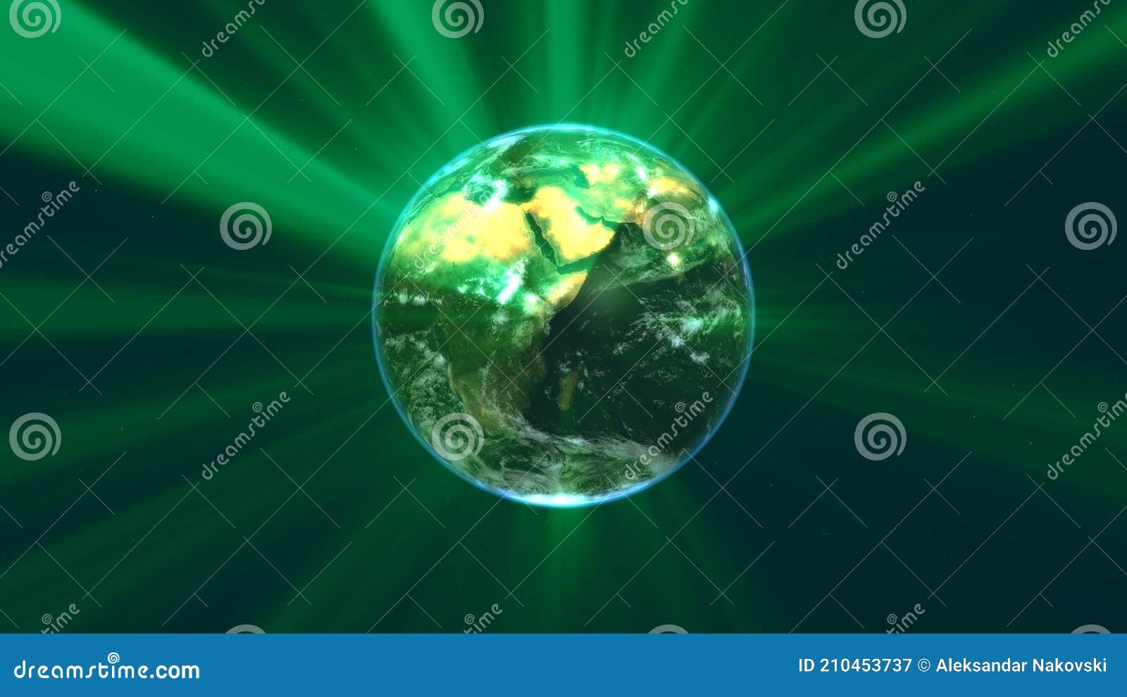 Earth Globe with Glowing Details and Light Rays. 3d Illustration Stock ...
