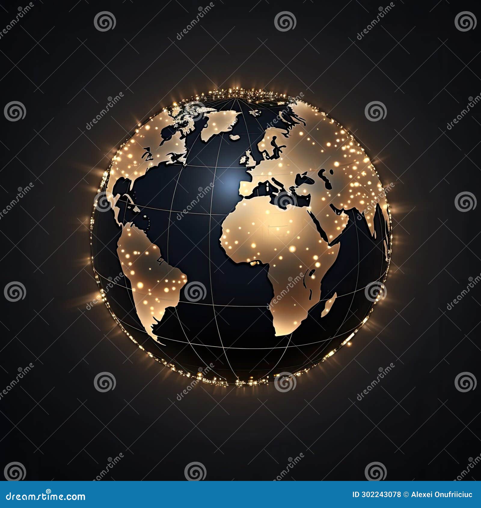 Earth Globe with Glowing Light Stock Illustration - Illustration of ...
