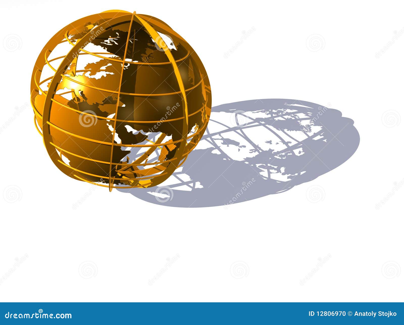 Earth Globe of Gold on White Stock Illustration - Illustration of ...