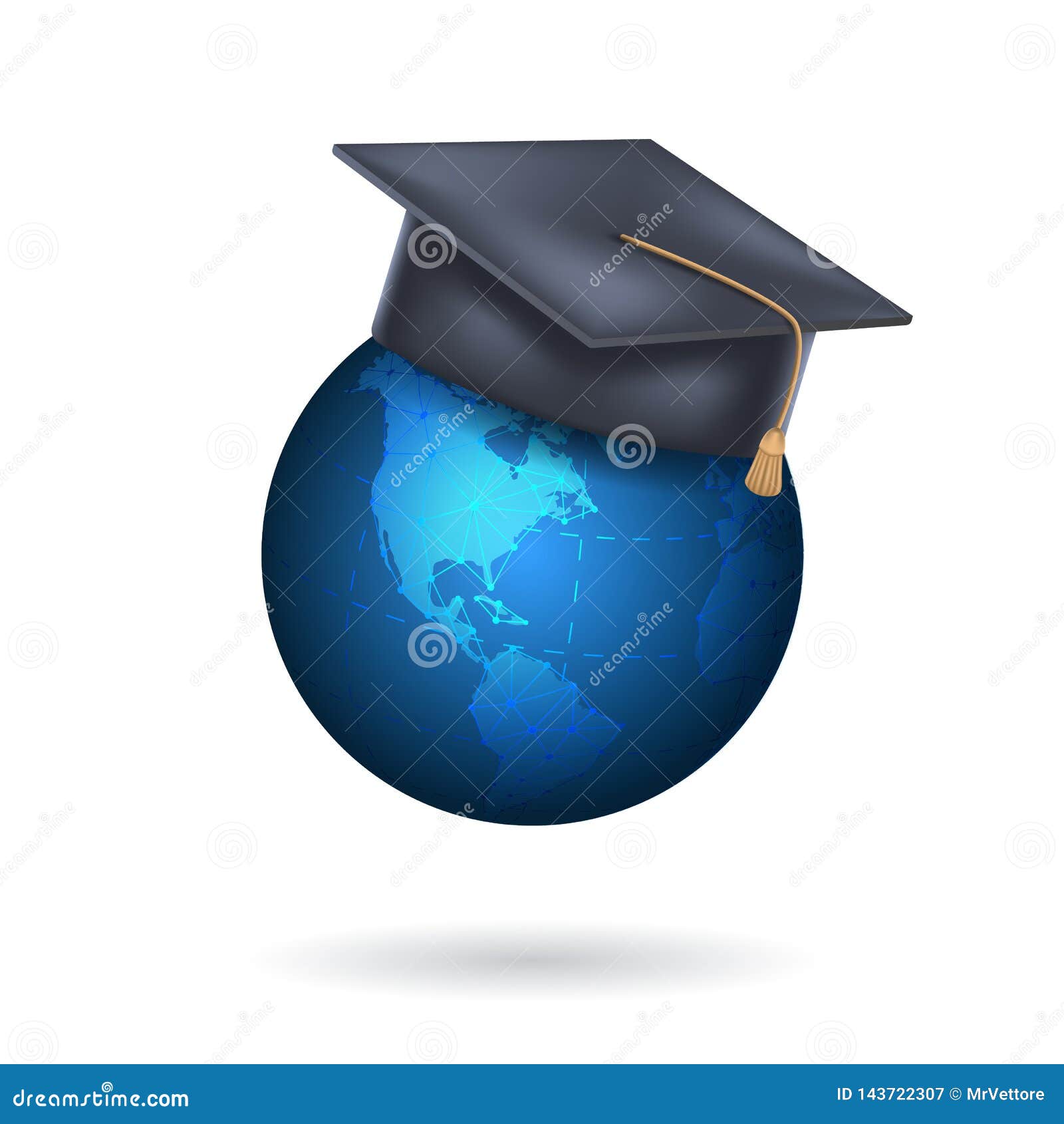Earth Globe with Graduation Cap. Concept of Global Education ...