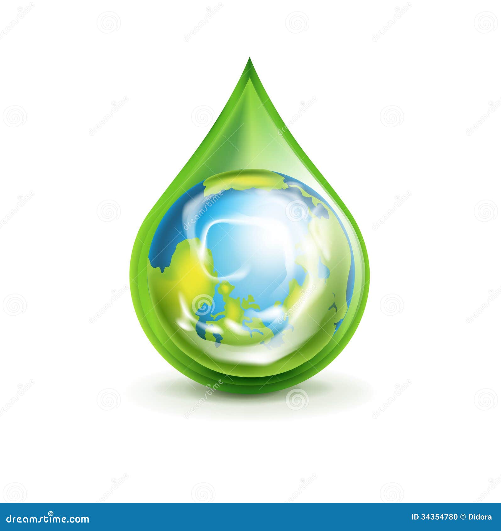 Earth Globe in Green Droplet Isolated Stock Vector - Illustration of ...