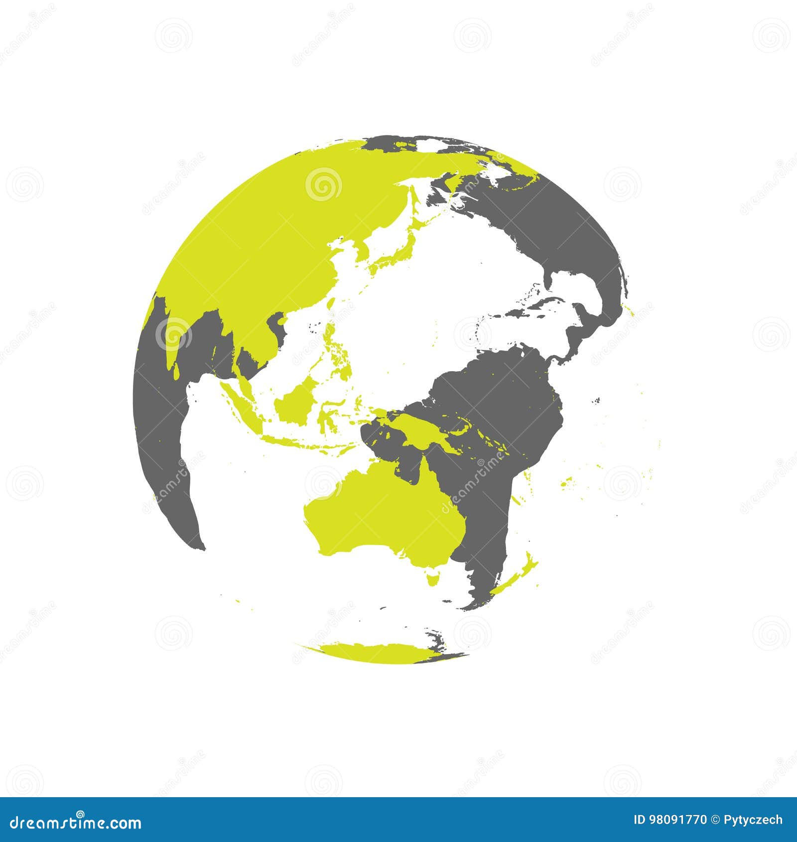 Earth Globe with Green World Map. Focused on Australia and Pacific ...