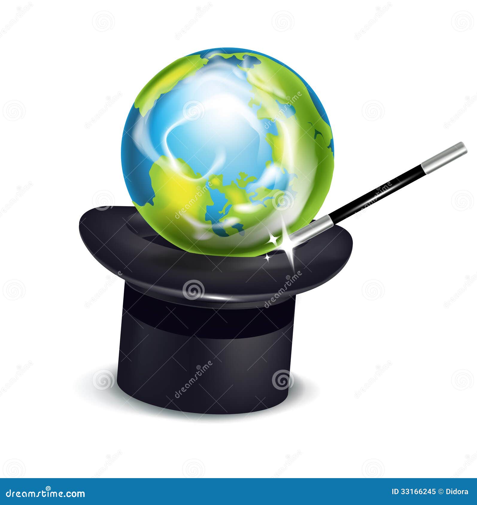 Earth In Magic Sphere Isolated On White Background. Vector Illustration ...