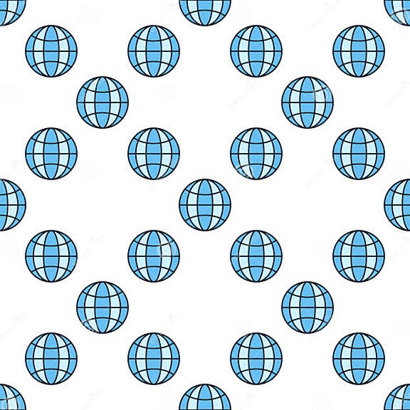 Earth Globe Hemisphere Vector Blue Round Modern Seamless Pattern Stock ...