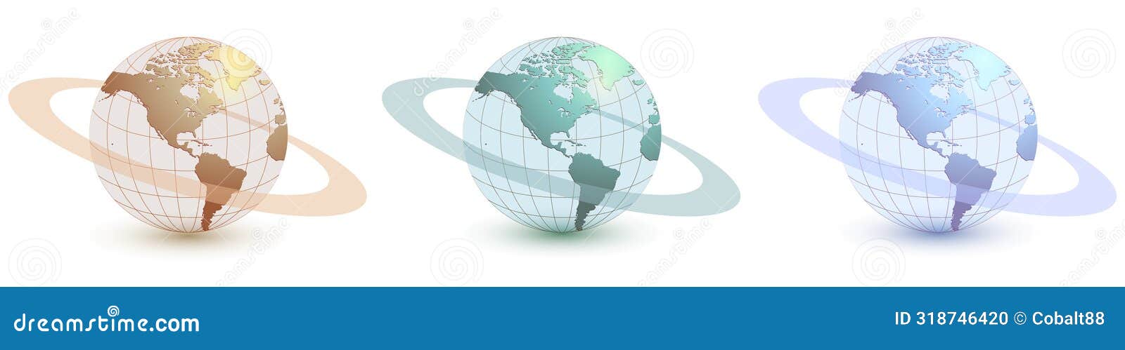 Earth Globe Icon, Blue Planet With Dynamic Orbit Vector Illustration ...