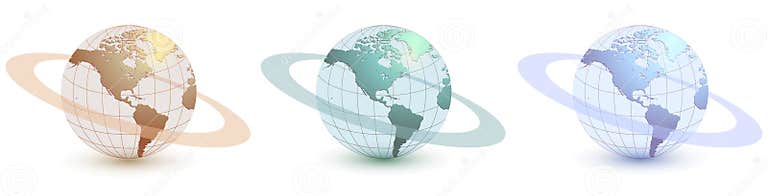 Earth Globe Icon, Blue Planet with Dynamic Orbit Stock Vector ...