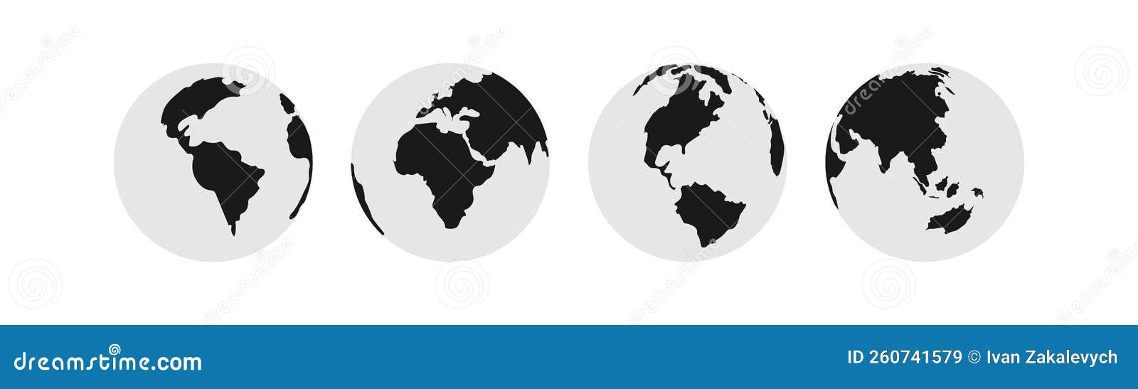 Earth Globe Icon Set. Earth Hemisphere With Continets Illustration ...