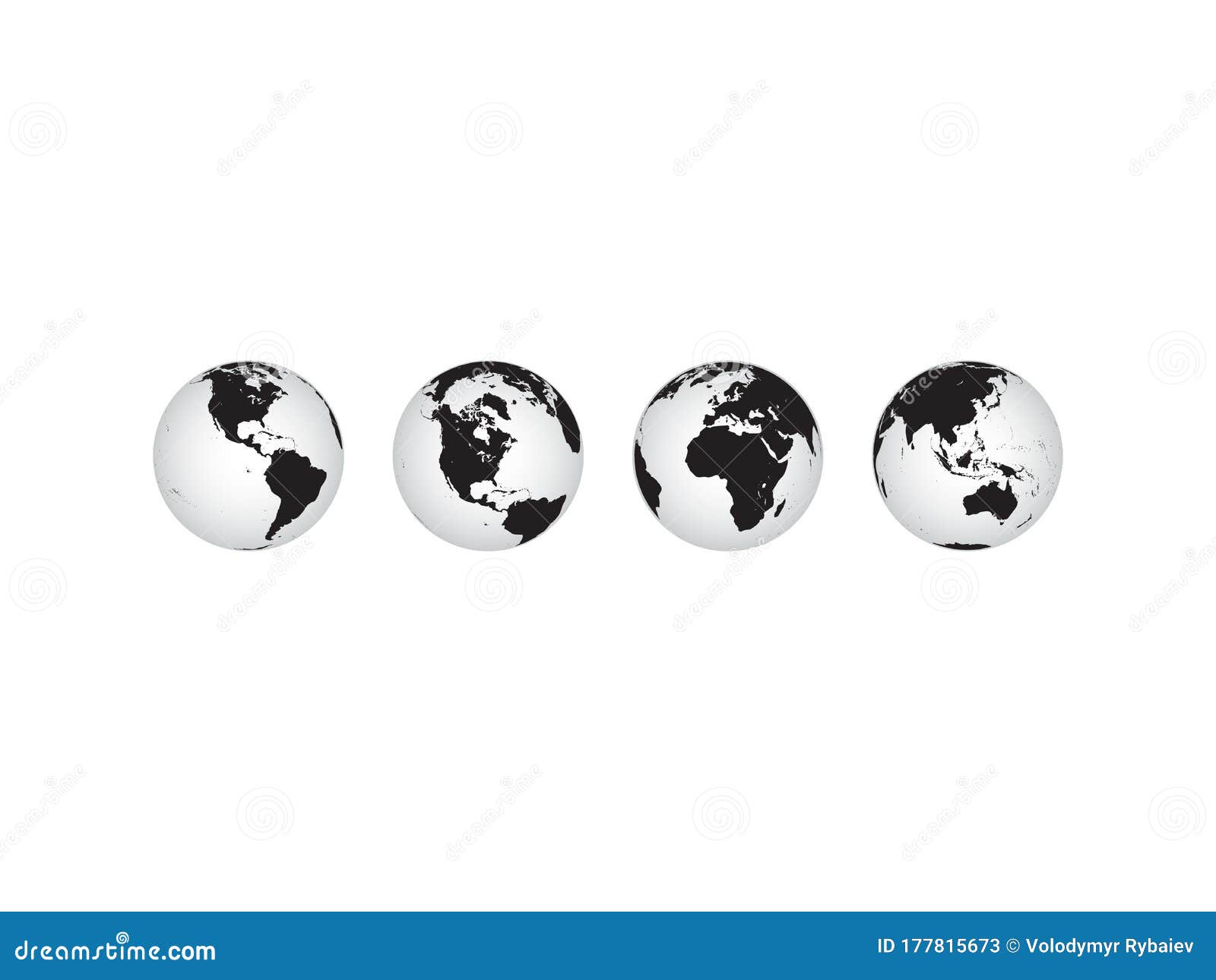 Continents Vector Map Illustration. World Map Divided Into Six ...