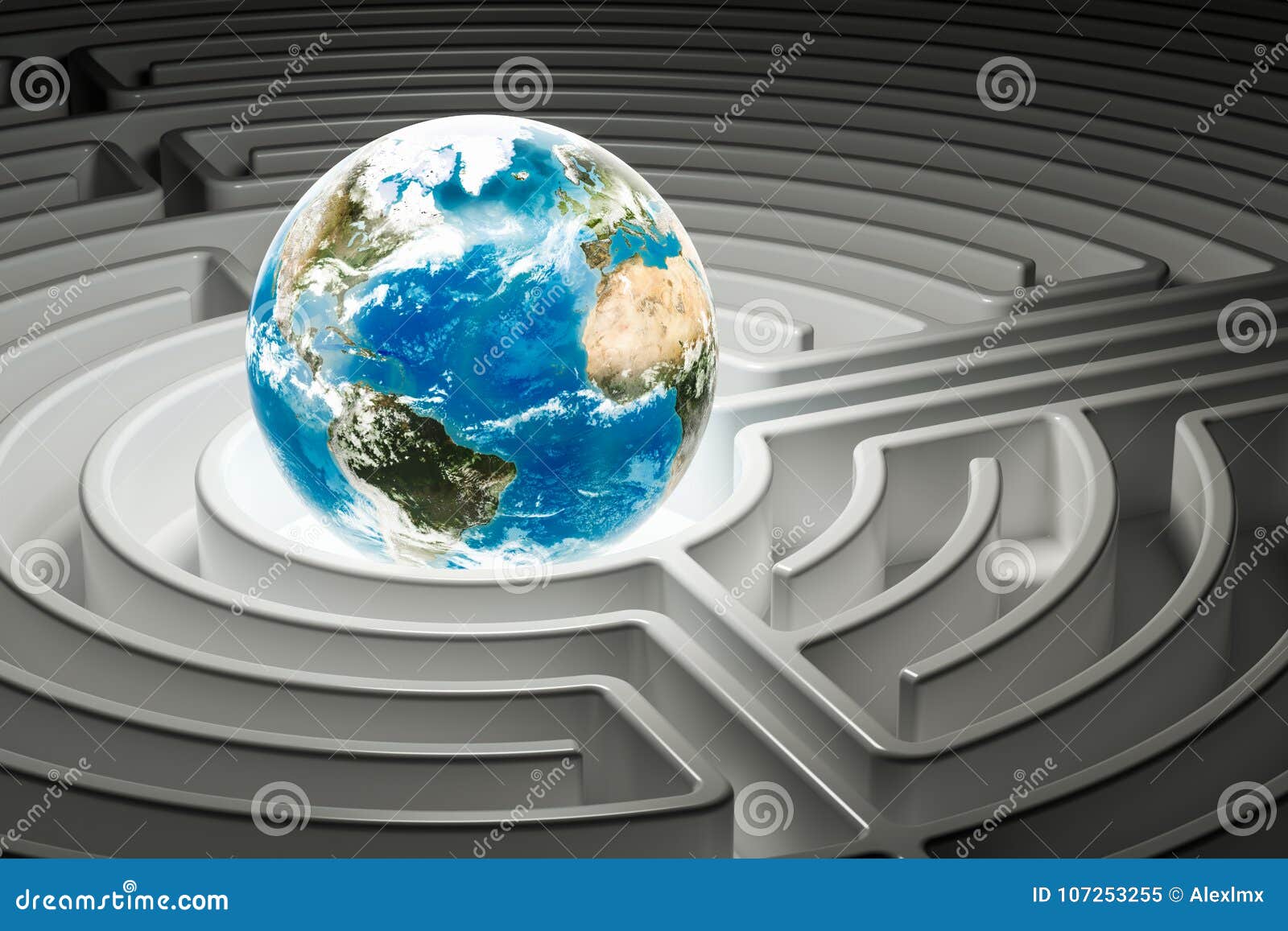 Earth Globe Inside Labyrinth Maze, 3D Stock Illustration - Illustration ...
