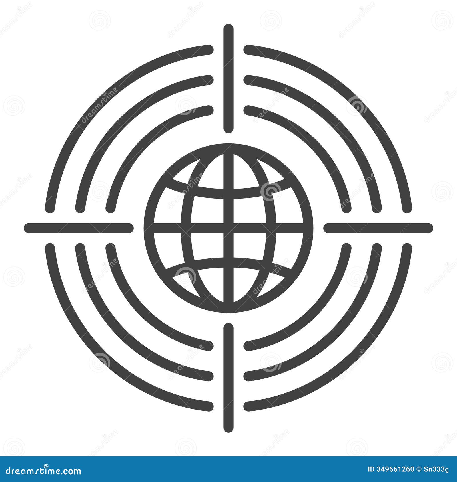 Earth Globe Inside Target Vector World Outline Icon or Symbol Stock ...