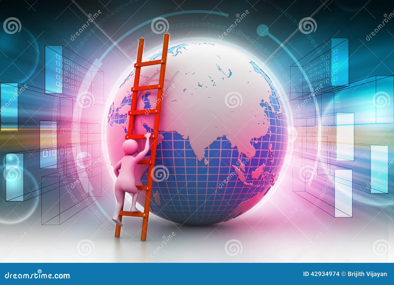Earth globe and ladder stock illustration. Illustration of geography ...