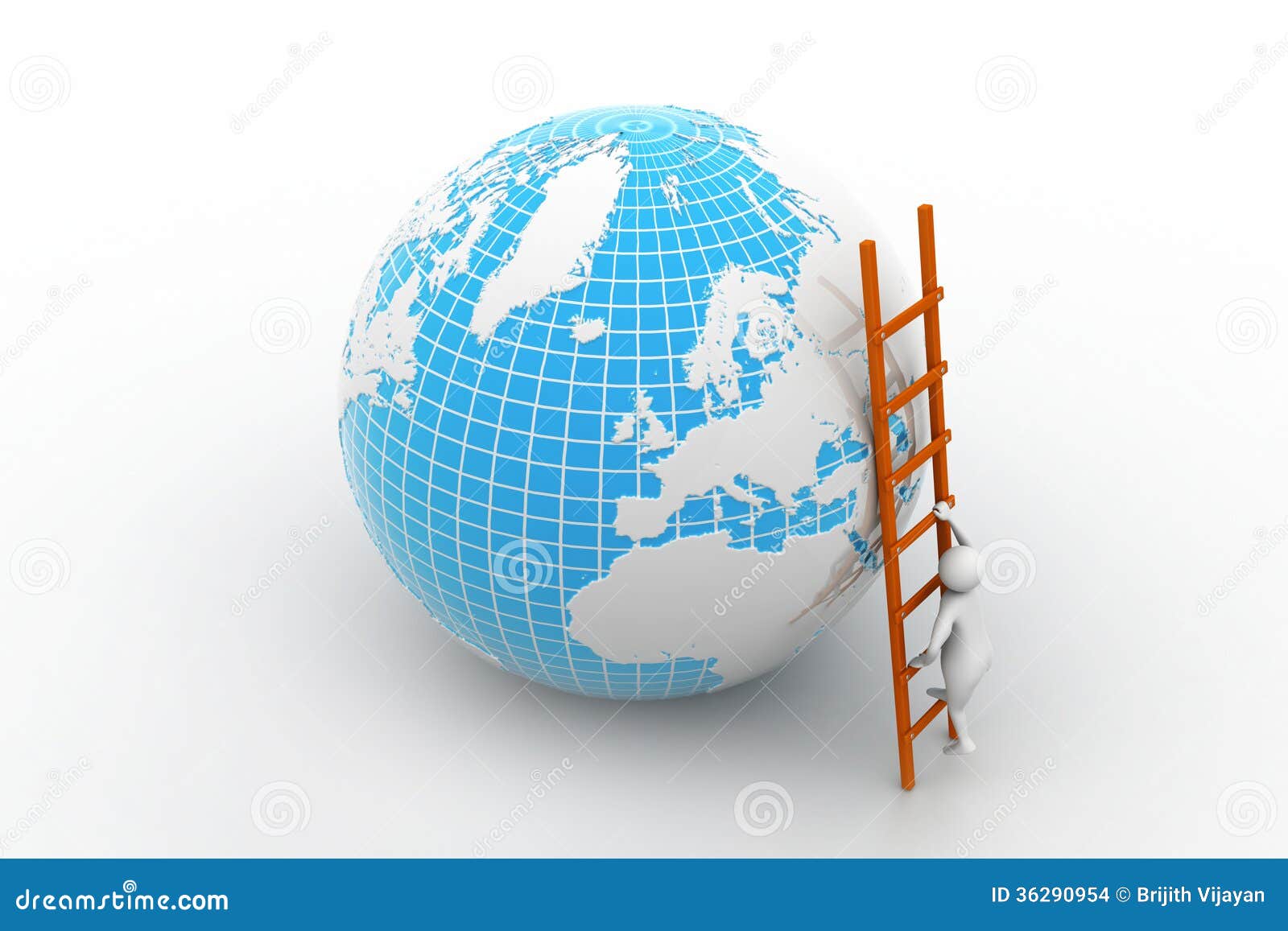 Earth globe and ladder stock illustration. Illustration of small - 36290954
