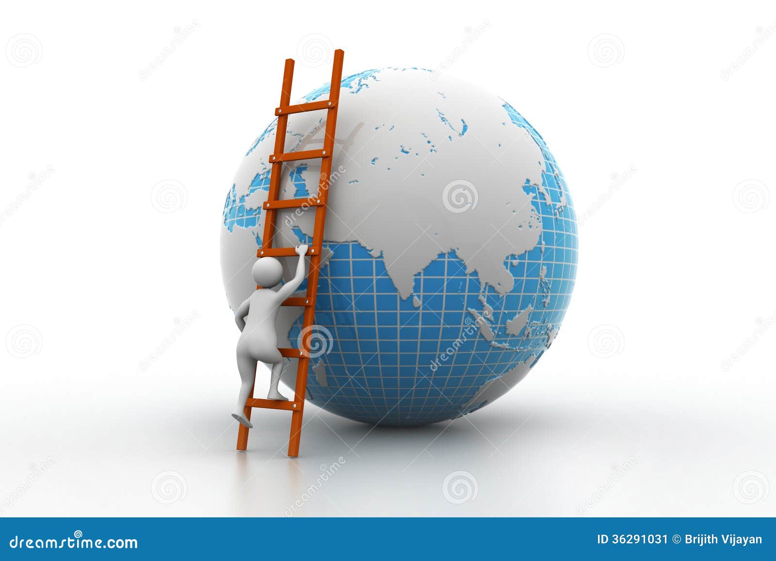 Earth globe and ladder stock illustration. Illustration of achievement ...