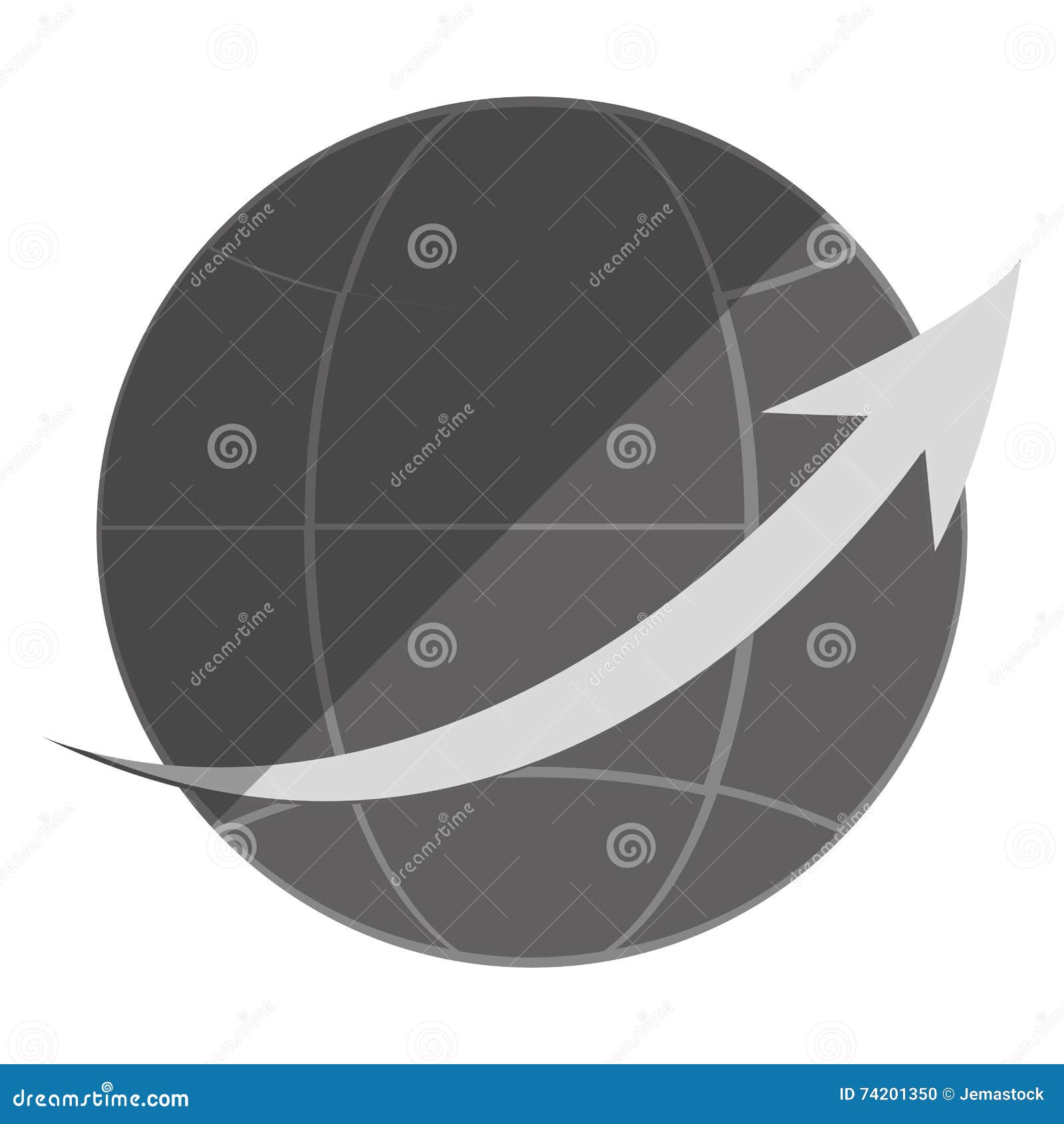 Earth Globe with Latitudes and Meridians and Arrow Icon Stock ...