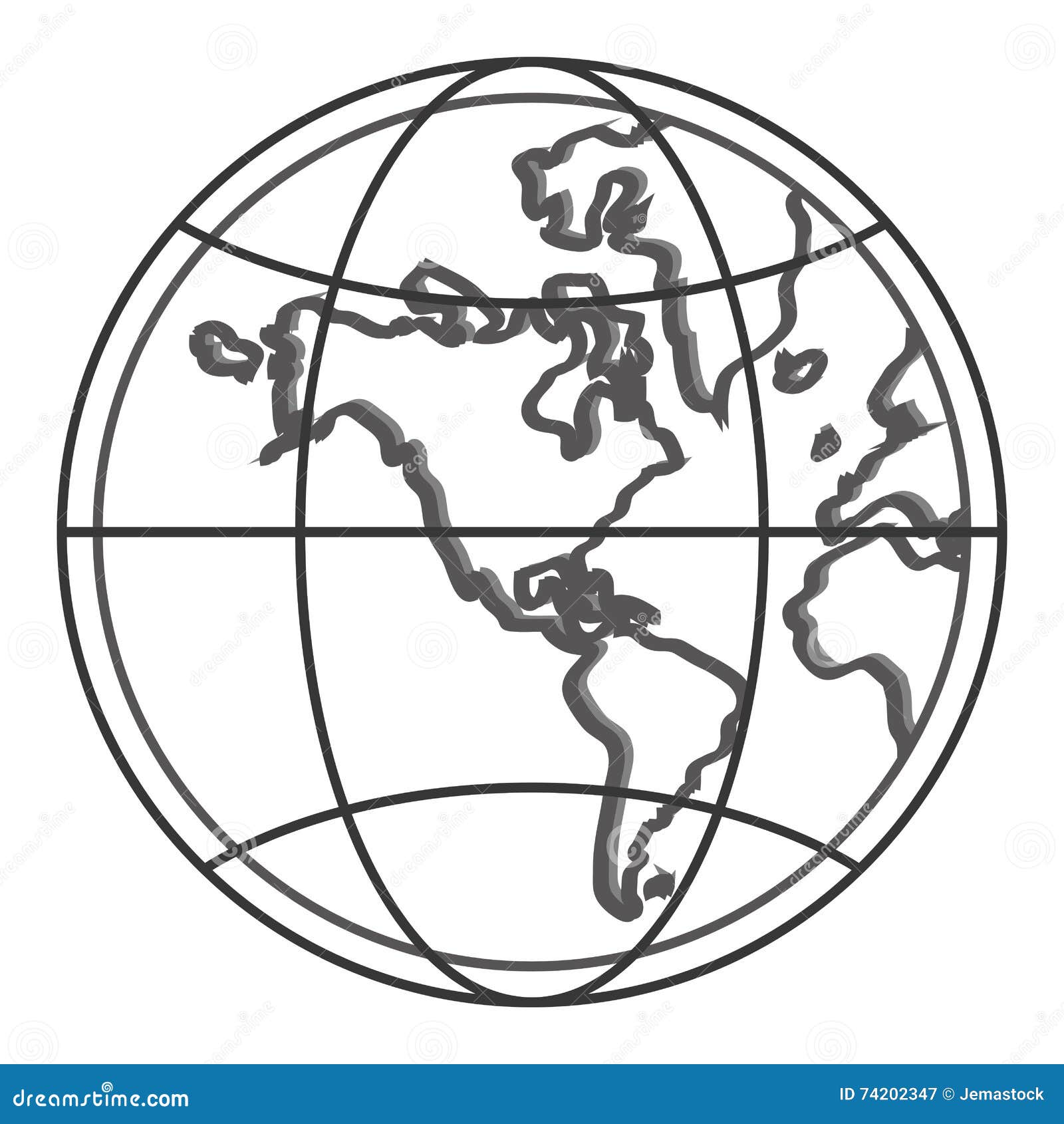 Earth Globe With Latitudes And Meridians Icon Royalty-Free Cartoon ...