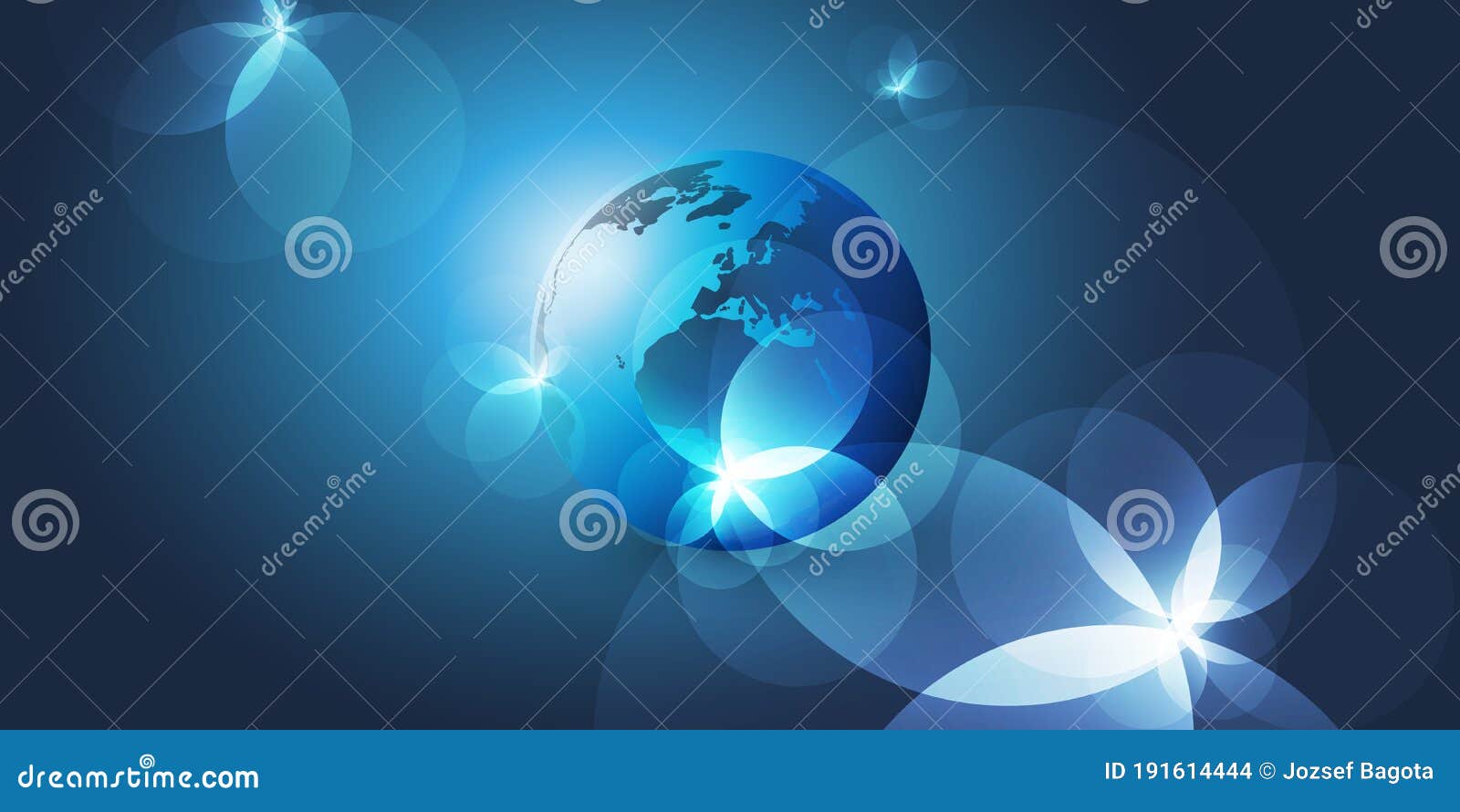 Earth Globe Layout with Light Flares - Global Business, Technology ...