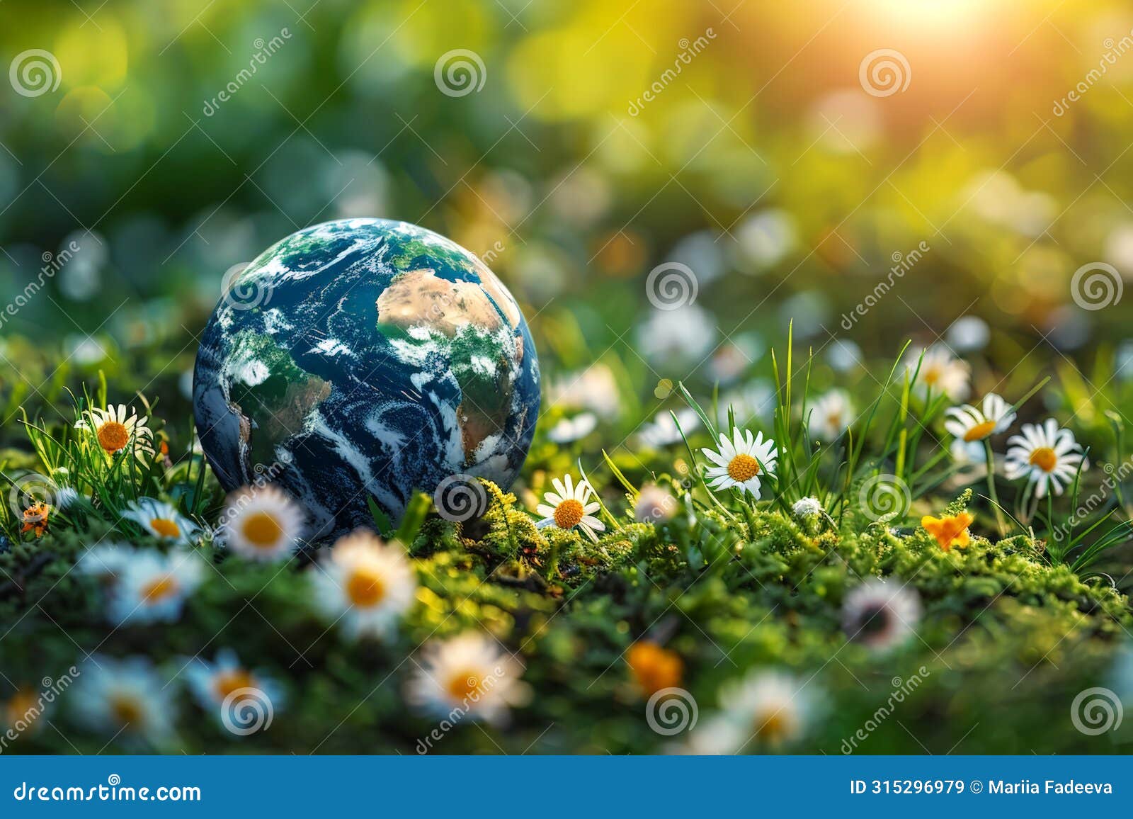 Earth Globe in Lush Greenery Symbolizing Environmental Conservation ...