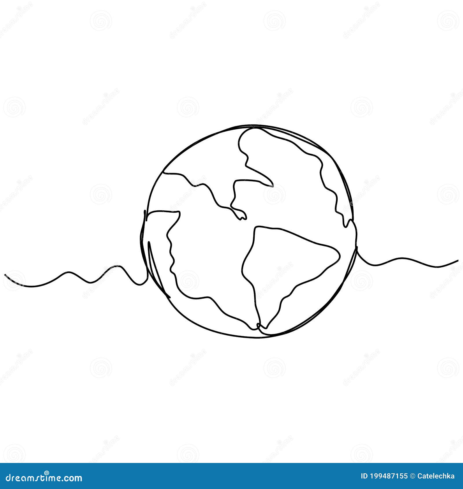 Earth or Globe Made in an Online Drawing Style with an Editable Stroke ...