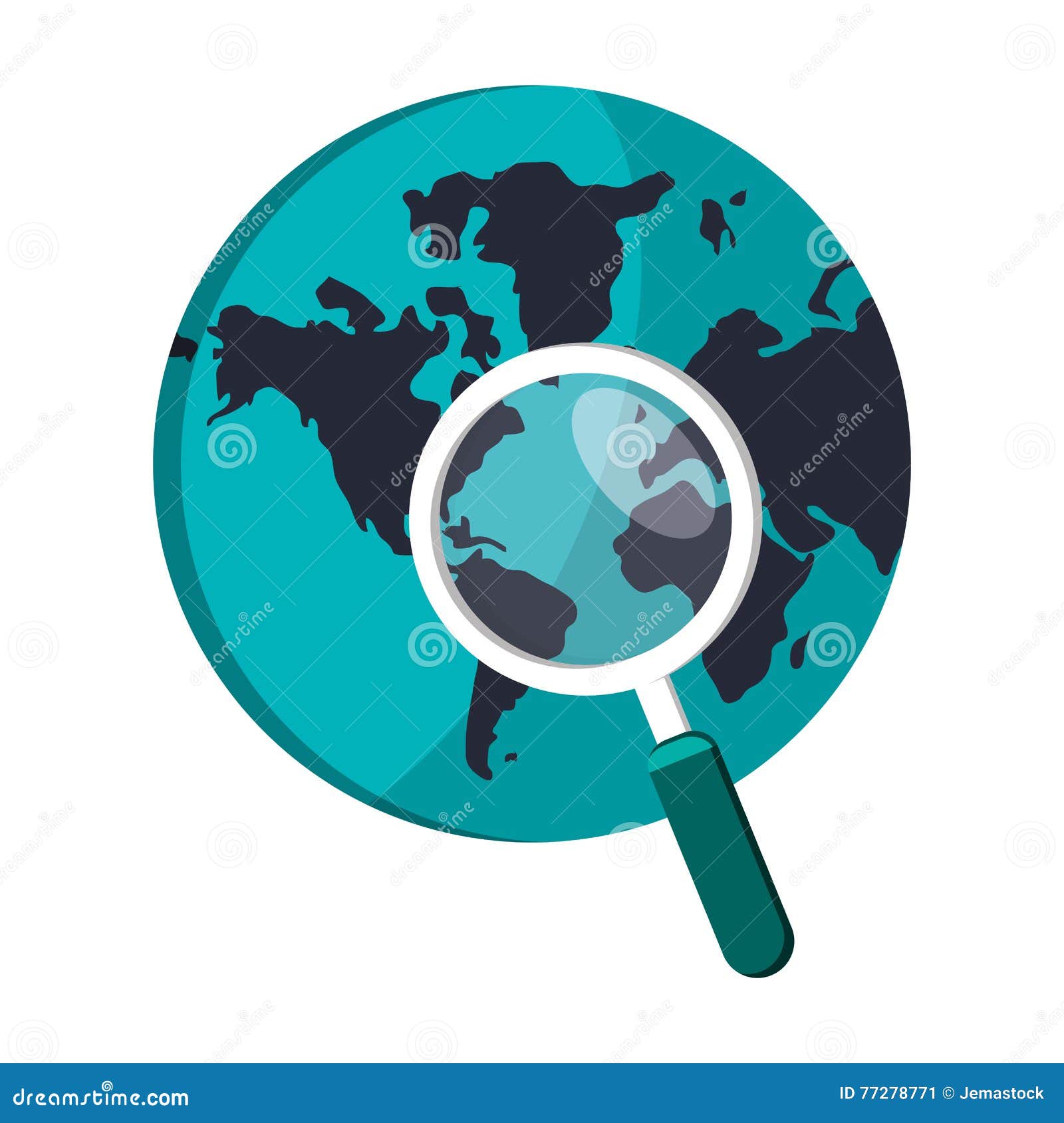 Earth Globe and Magnifying Glass Icon Stock Vector - Illustration of ...