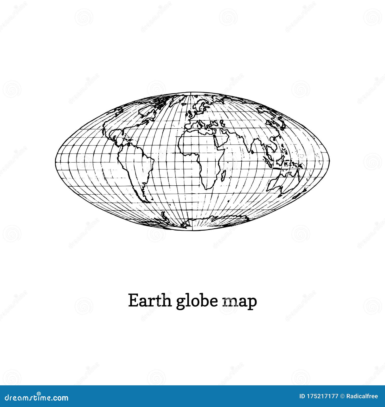 Earth Globe Map Illustration. Drawn Sketch in Vector. Stock Vector ...